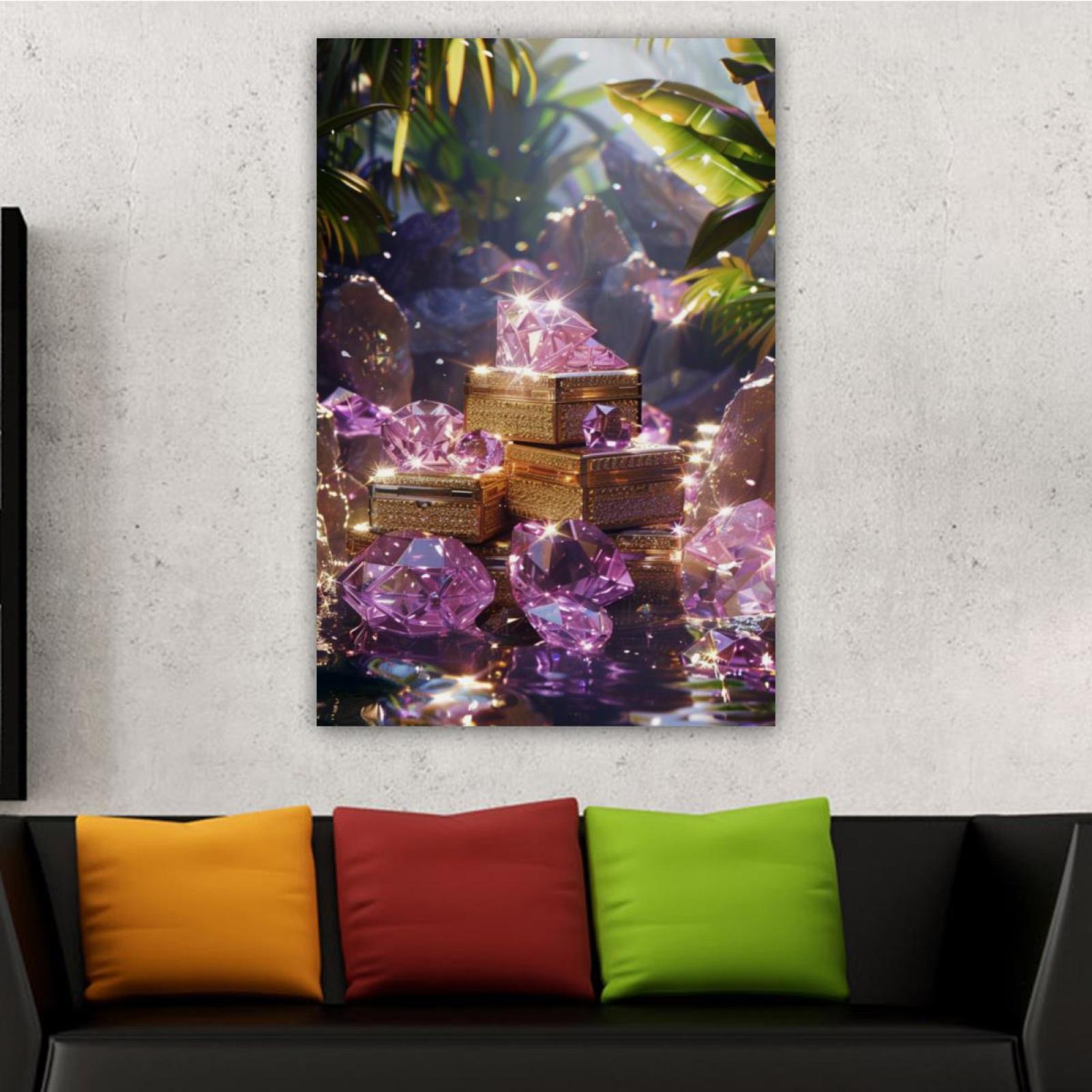 OWNSERIES Home Decor Golden Light Brings Good Luck Pattern Canvas Wall ...