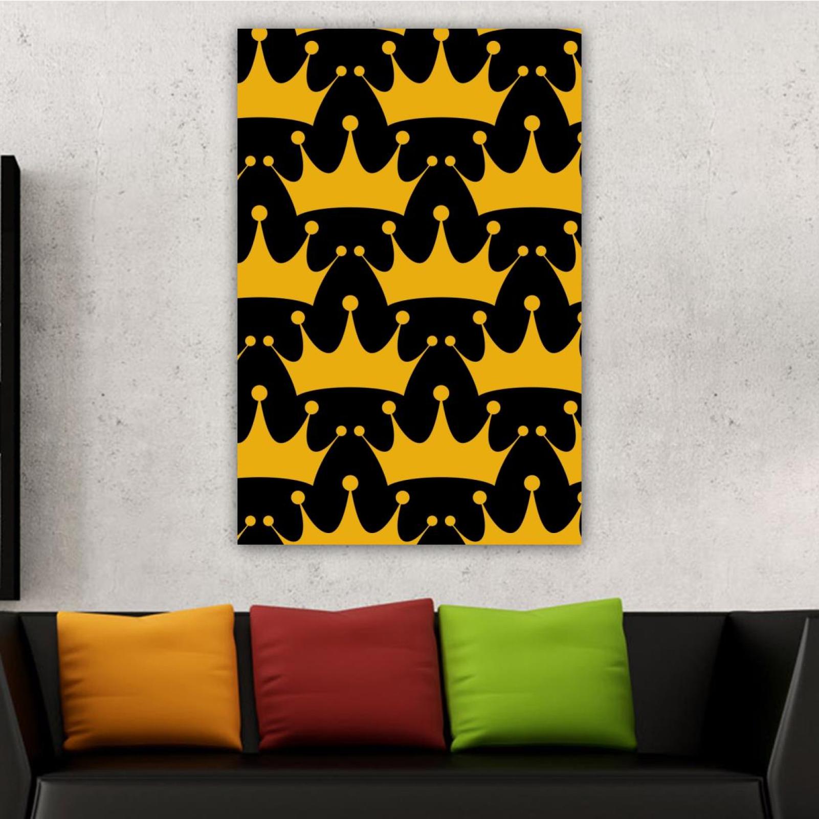 OWNSERIES Home Decor Golden Royal Crown Pattern Black Pattern Canvas ...