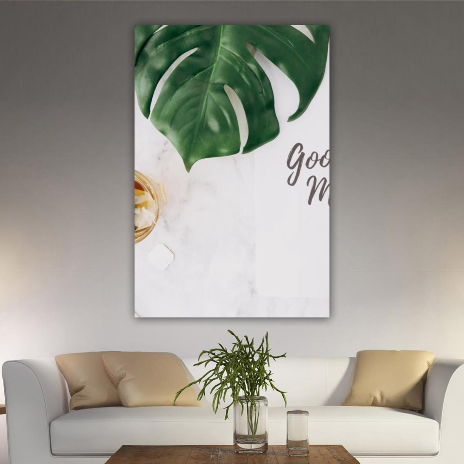 OWNSERIES Home Decor Good Morning Tea & Leaves Pattern Canvas Wall Art ...