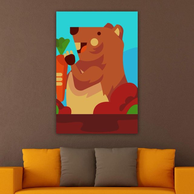 OWNSERIES Home Decor Gopher Eating Carrot Pattern Canvas Wall Art ...