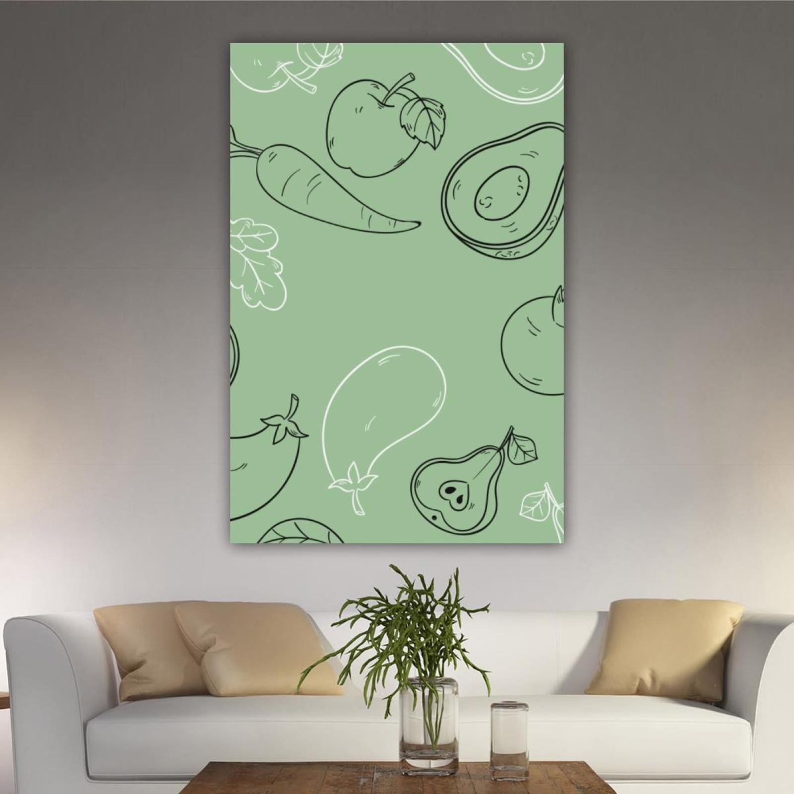 OWNSERIES Home Decor Green Hand Drawn Healthy Food Pattern-01 Pattern ...