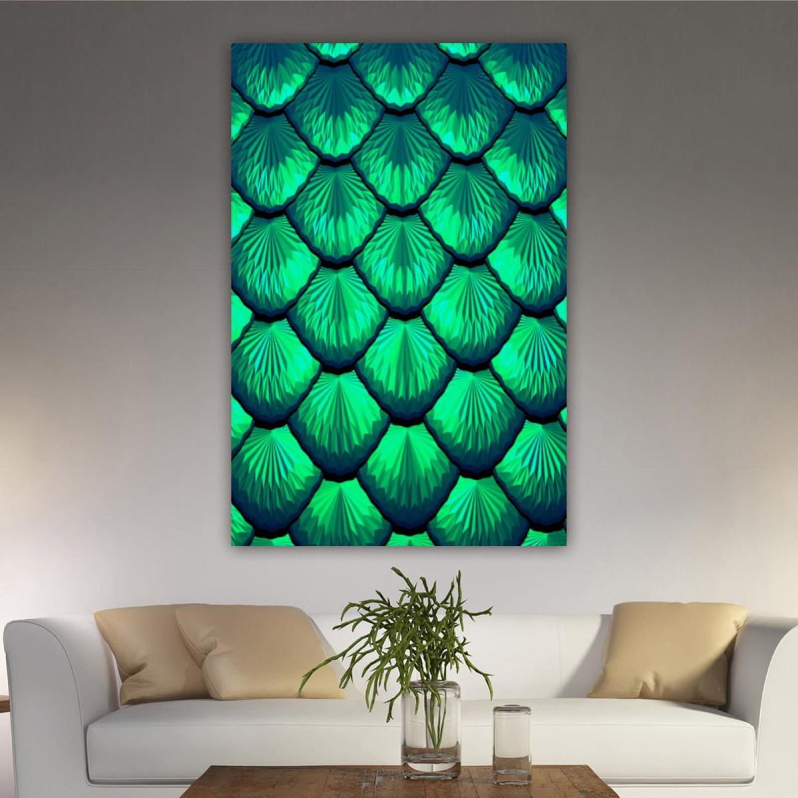 OWNSERIES Home Decor Green Scales Mermaid Pattern Canvas Wall Art ...