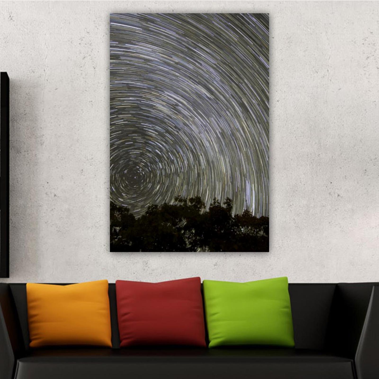 OWNSERIES Home Decor Grey Starry Sky Night Pattern Canvas Wall Art ...