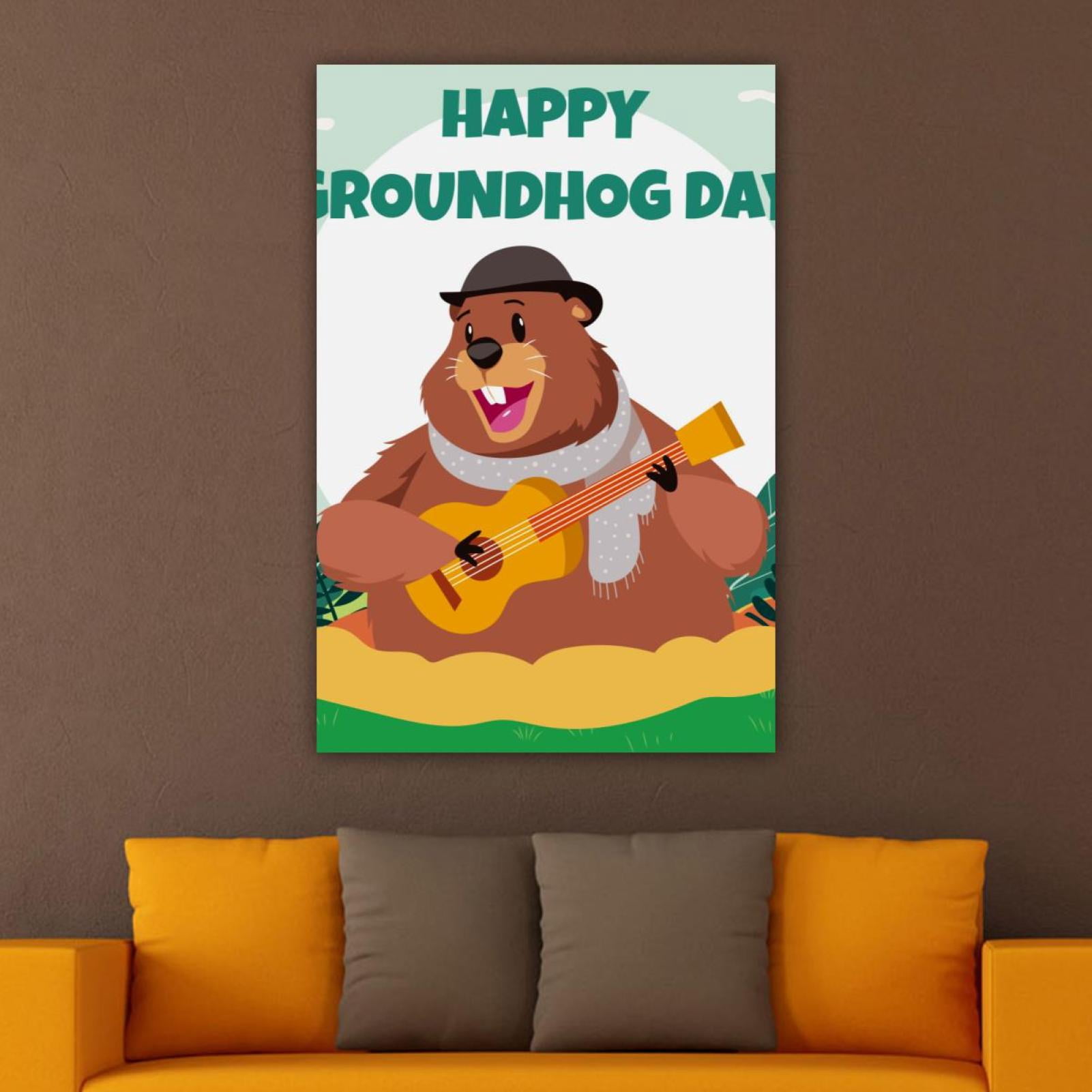 OWNSERIES Home Decor Ground Hog Day Gopher Playing Guitar Pattern ...