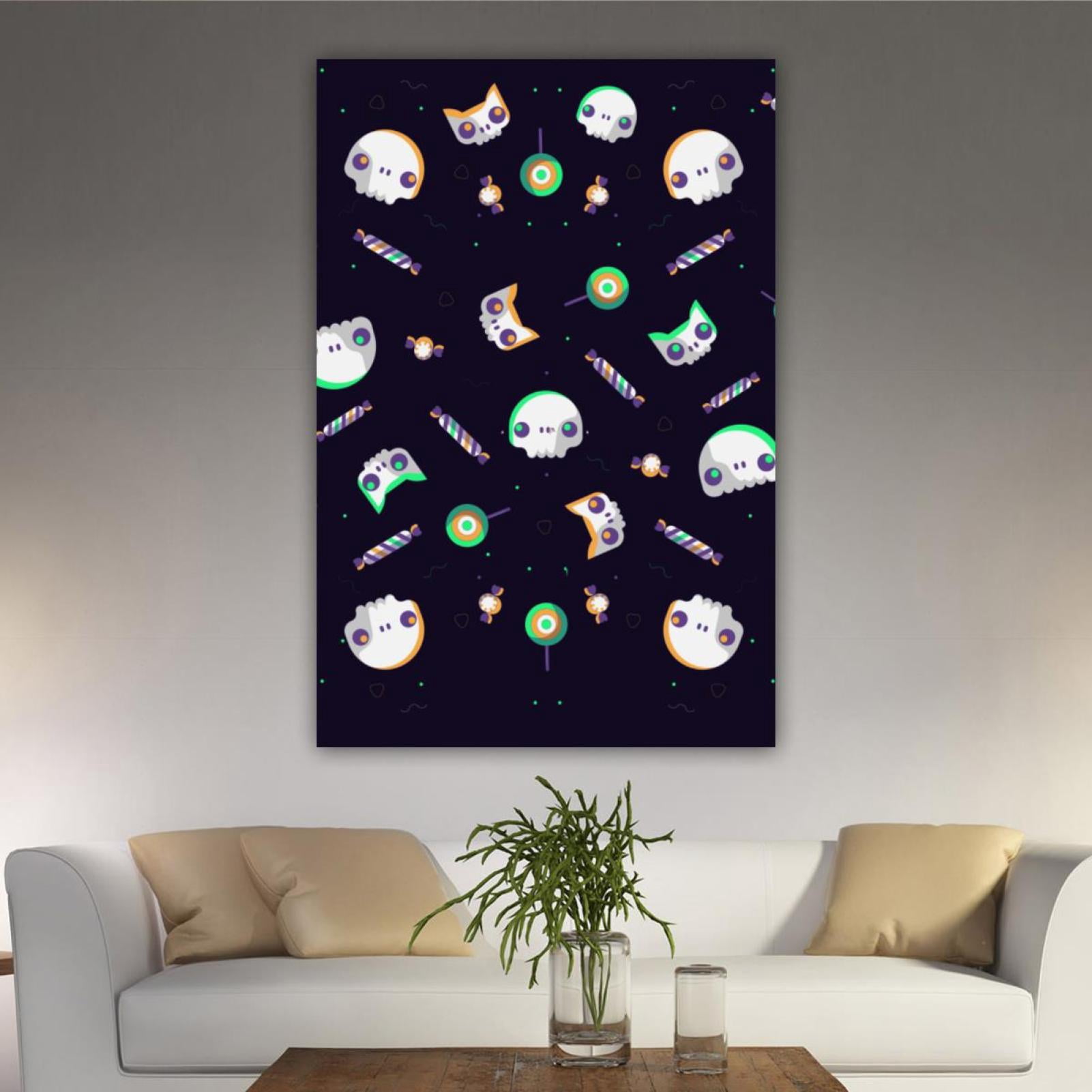 OWNSERIES Home Decor Halloween Colorful Ghost Skull Pattern-01 Pattern ...