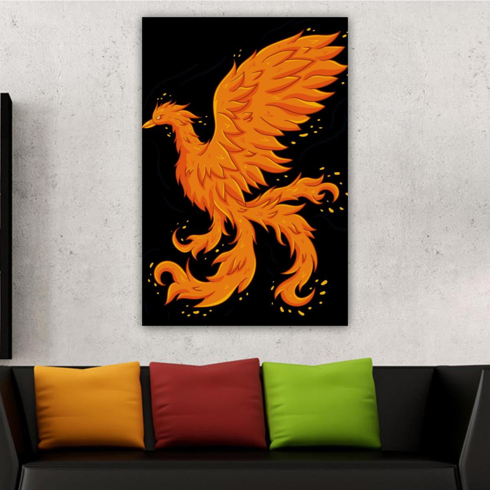 OWNSERIES Home Decor Hand Drawn Beautiful Phoenix Bird Pattern Canvas ...