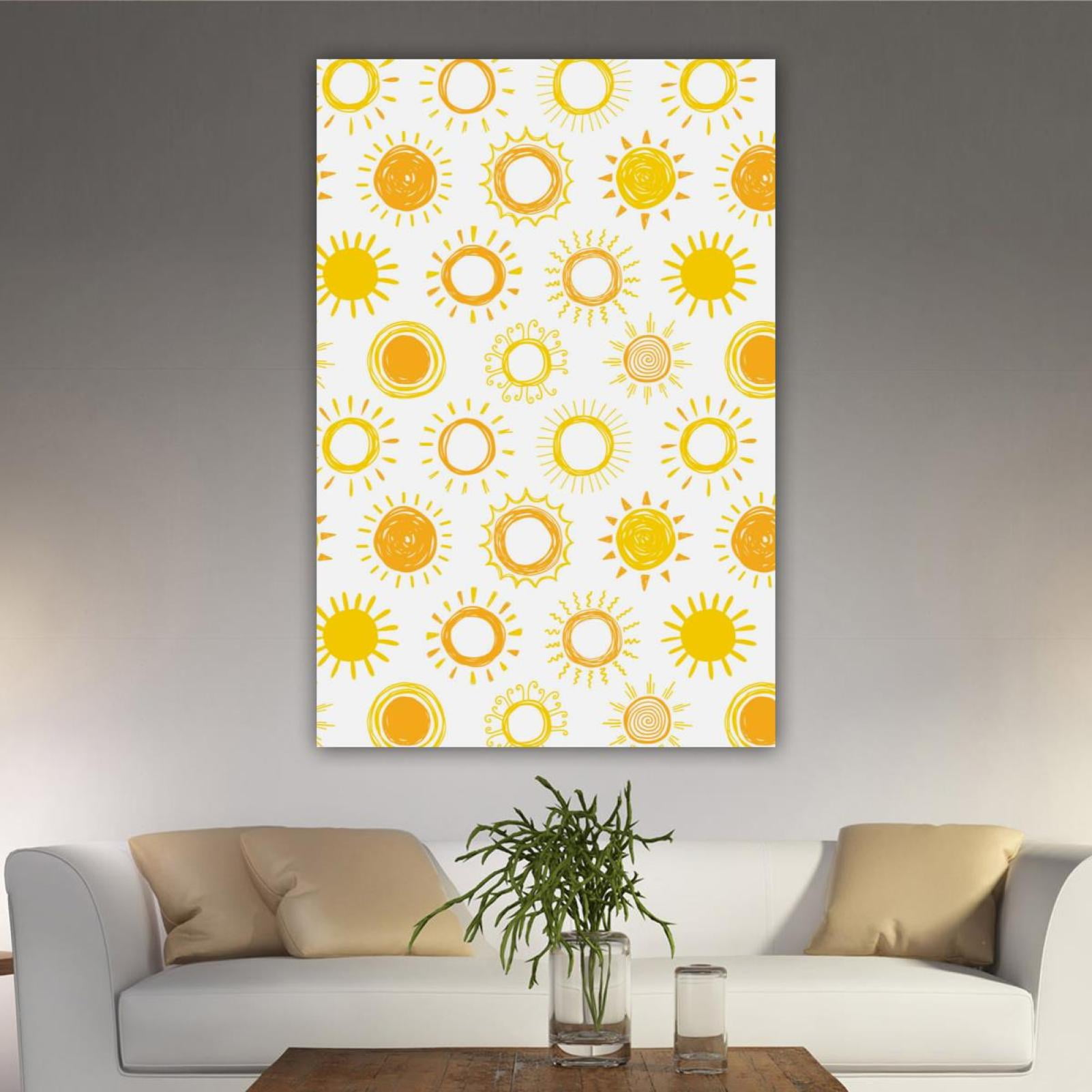 OWNSERIES Home Decor Hand Drawn Sun Pattern Pattern Canvas Wall Art ...