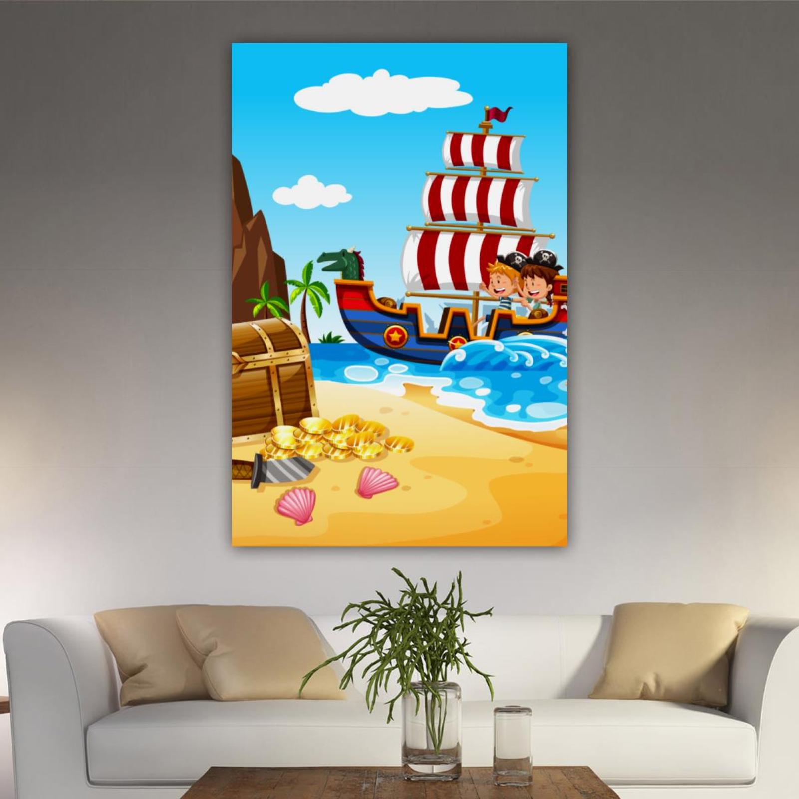 OWNSERIES Home Decor Happy Pirate and Kids Pattern Canvas Wall Art ...