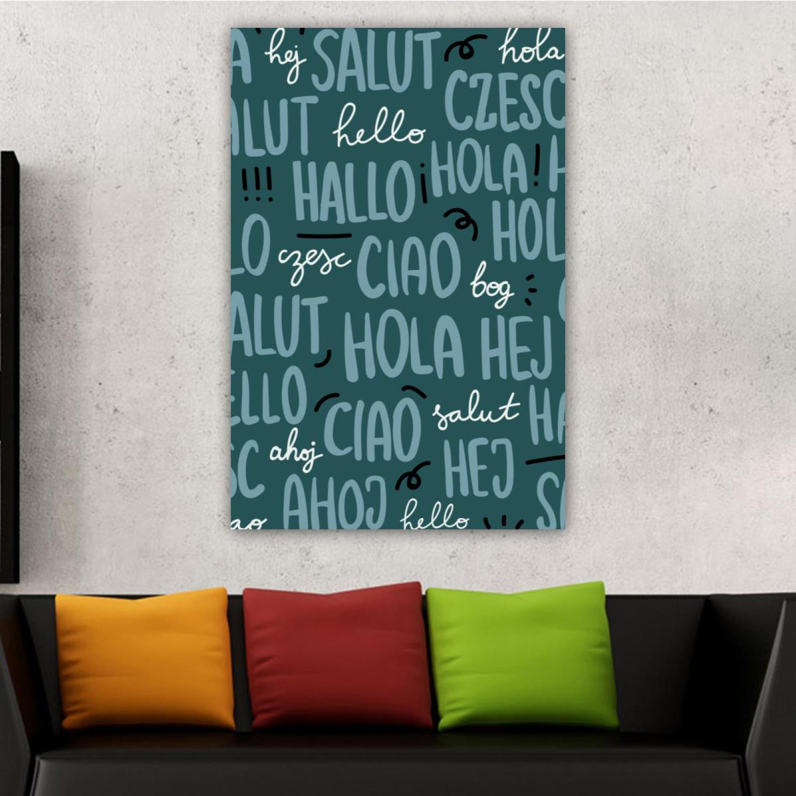 OWNSERIES Home Decor Hello Different Language Pattern Canvas Wall Art ...