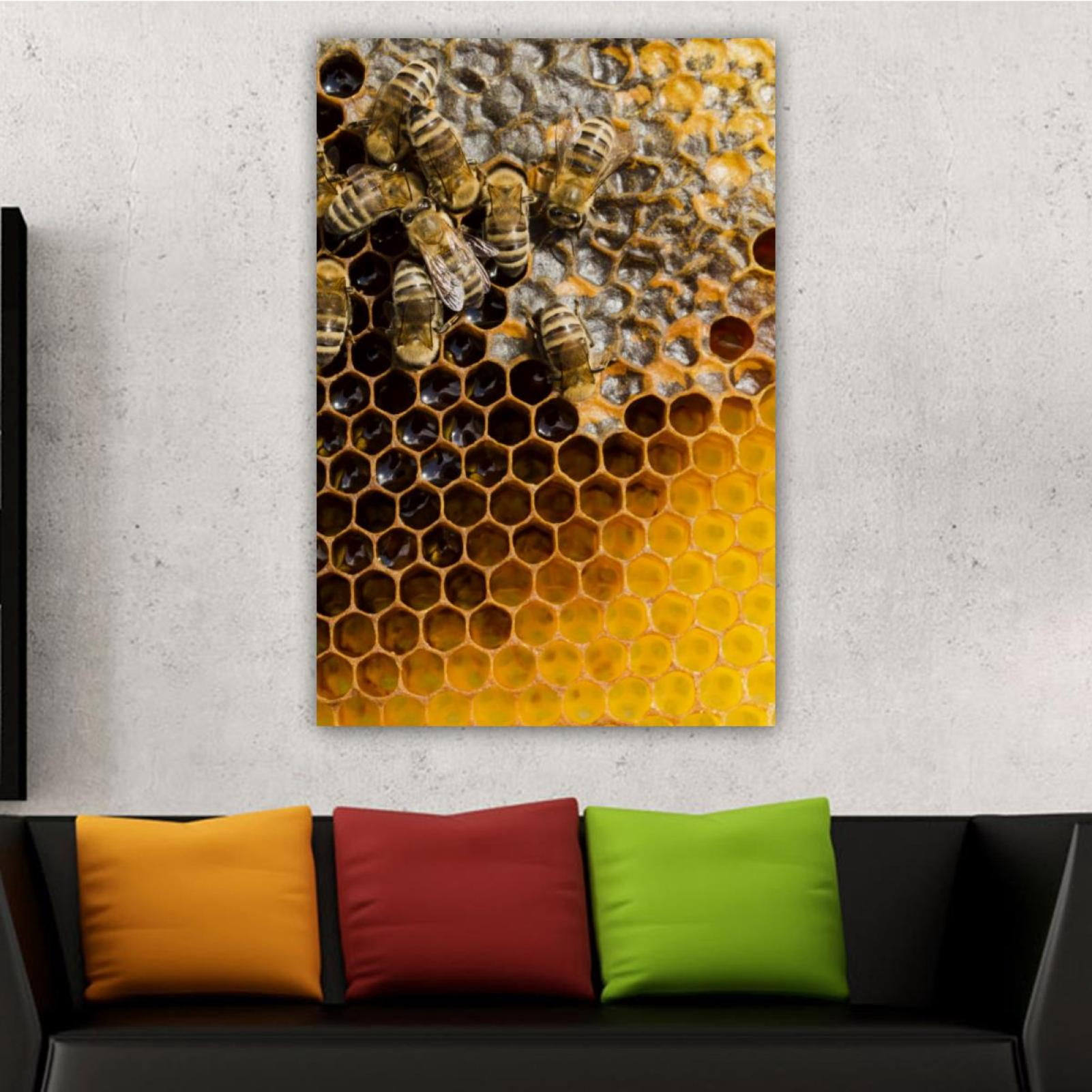 OWNSERIES Home Decor Honeycom Beehive and Bees Pattern Canvas Wall Art ...