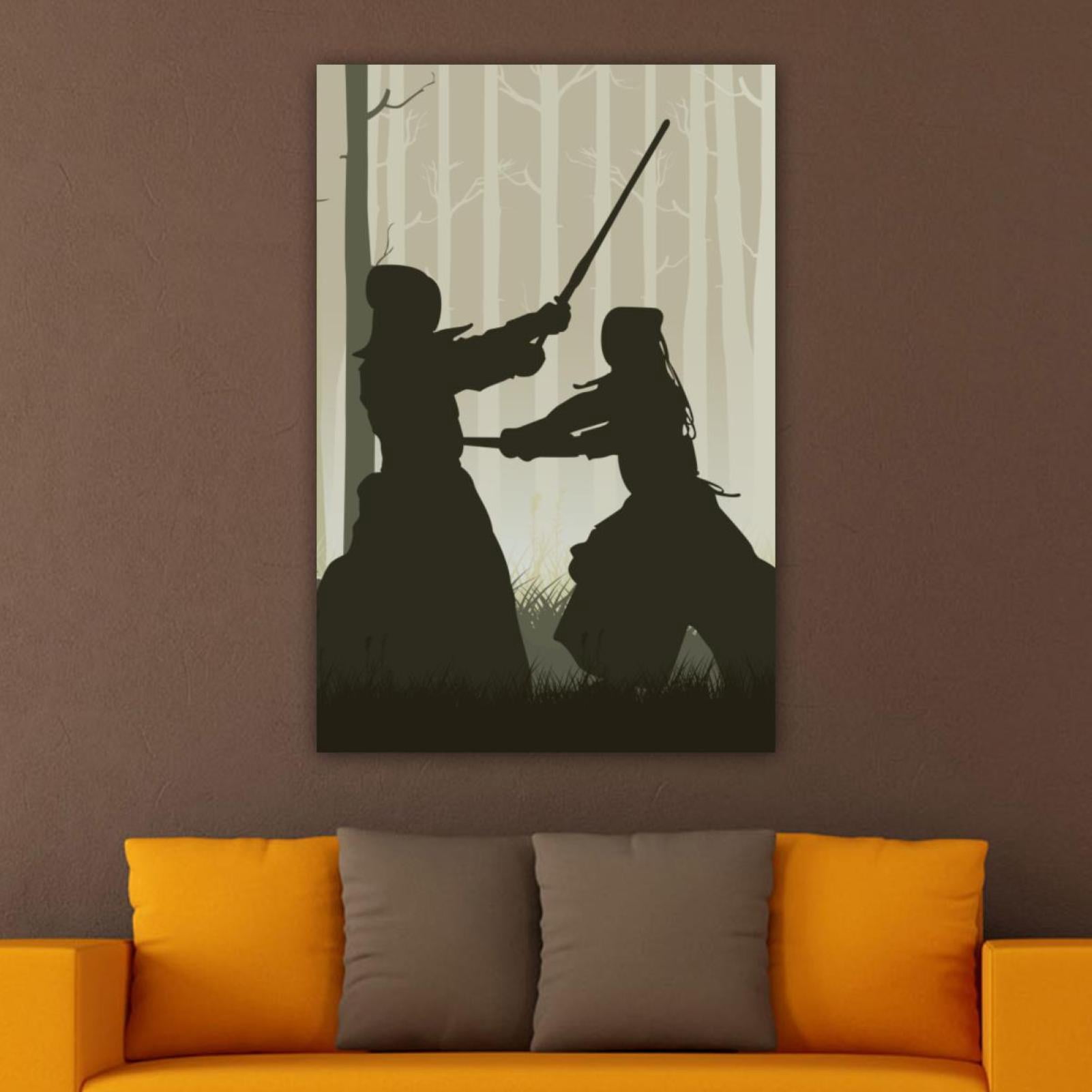 OWNSERIES Home Decor Japanese Kendo Fight Forest Pattern Canvas Wall ...