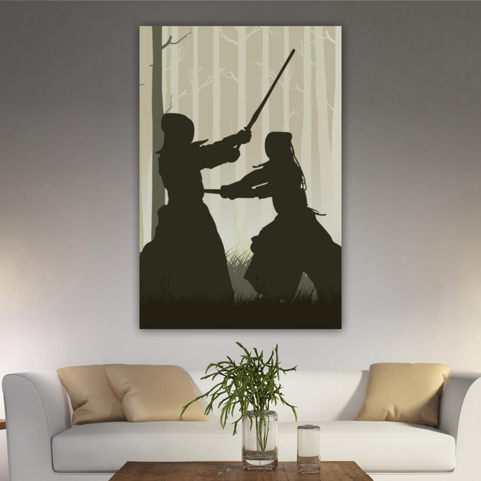 OWNSERIES Home Decor Japanese Kendo Forest Silhouette Pattern Canvas ...