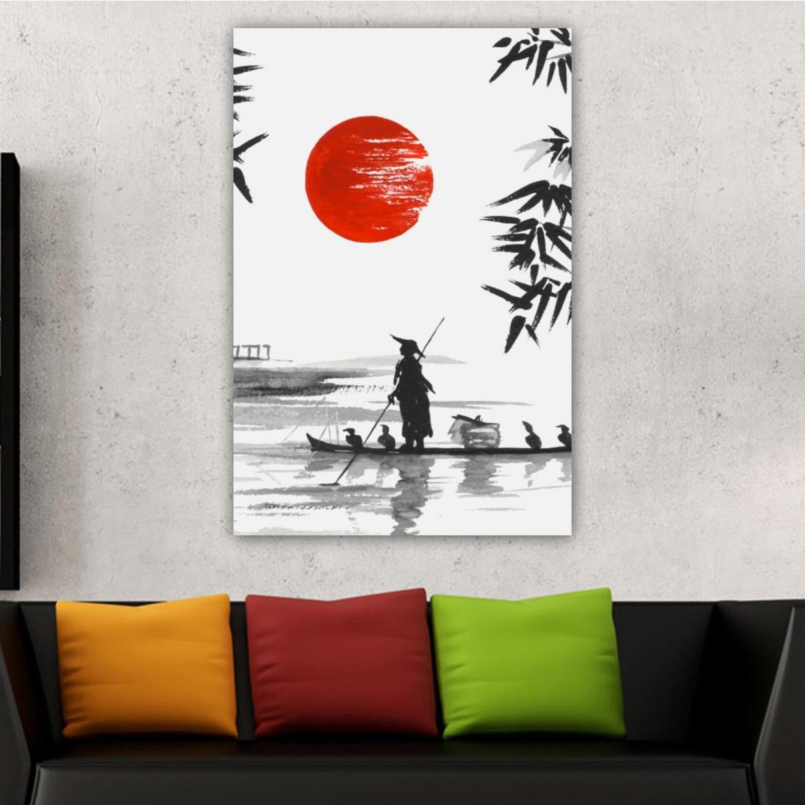 OWNSERIES Home Decor Japanese Traditional Boat Sun Painting Pattern ...