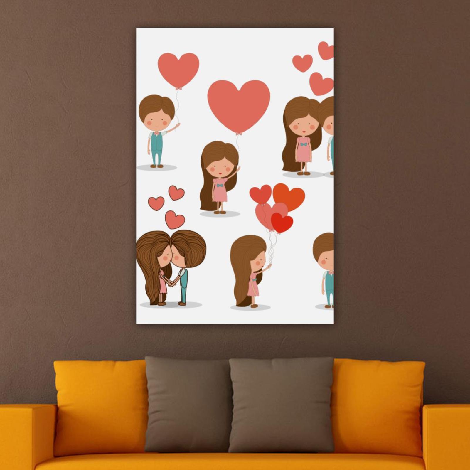 OWNSERIES Home Decor Love Boy & Girl Pattern Canvas Wall Art Paintings ...