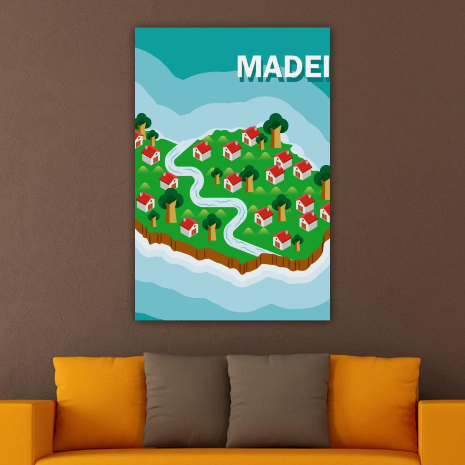 OWNSERIES Home Decor Madeira Map Pattern Canvas Wall Art Paintings for ...