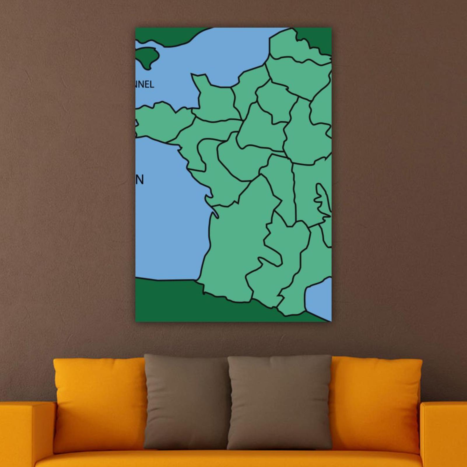 OWNSERIES Home Decor Map of Lyon City Green Pattern Canvas Wall Art ...