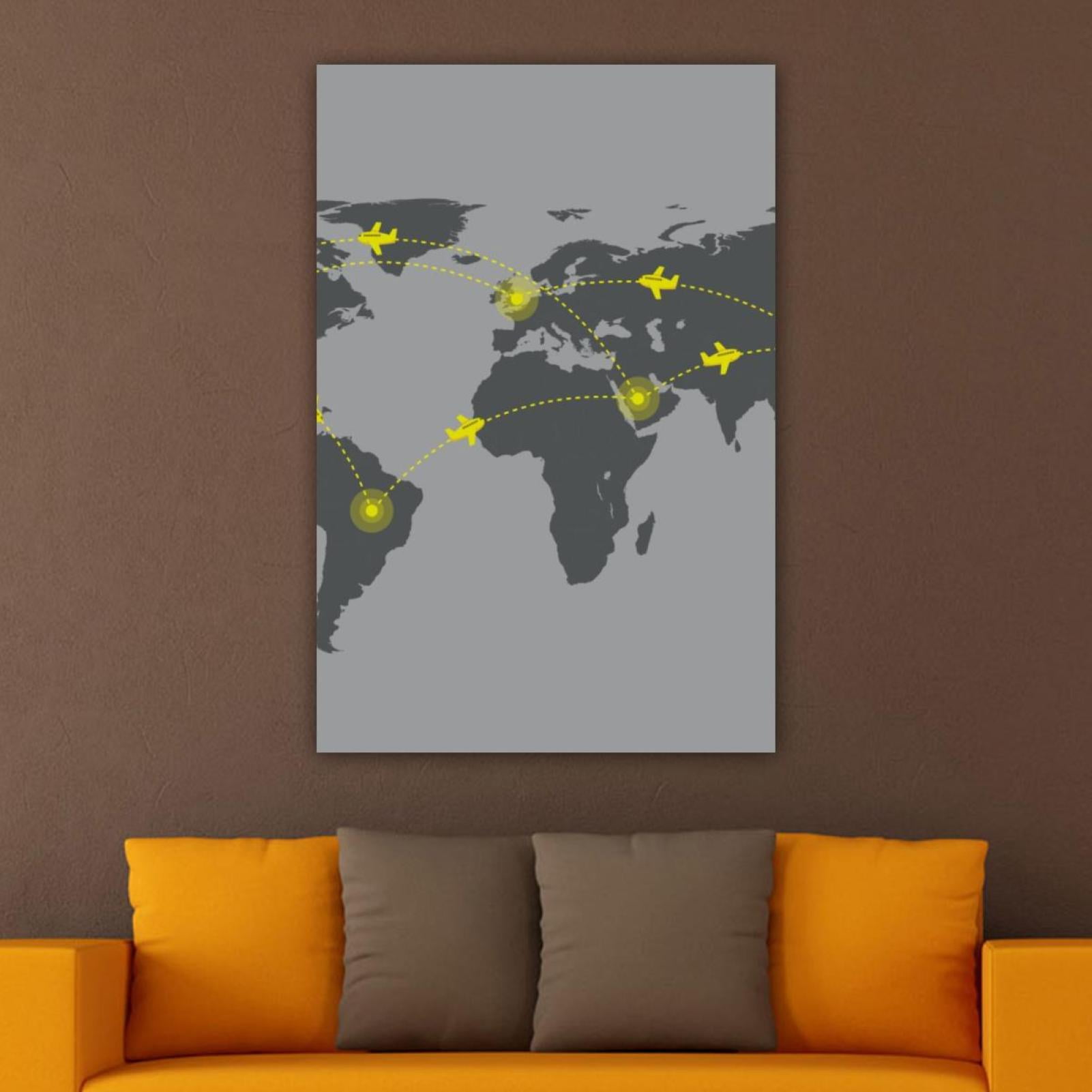 OWNSERIES Home Decor Map Pattern Canvas Wall Art Paintings for Living ...