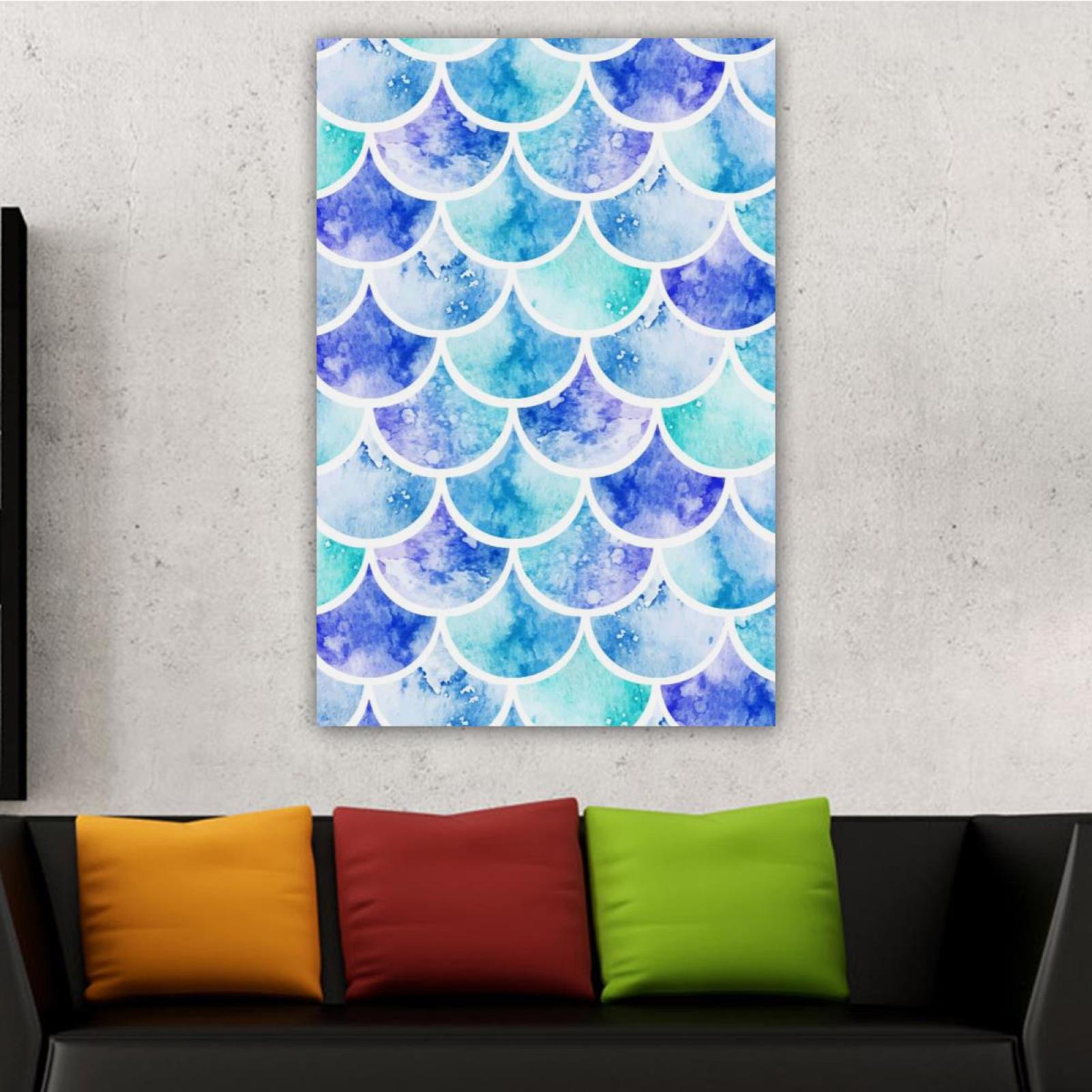 OWNSERIES Home Decor Mermaid Watercolor Print Pattern Canvas Wall Art ...