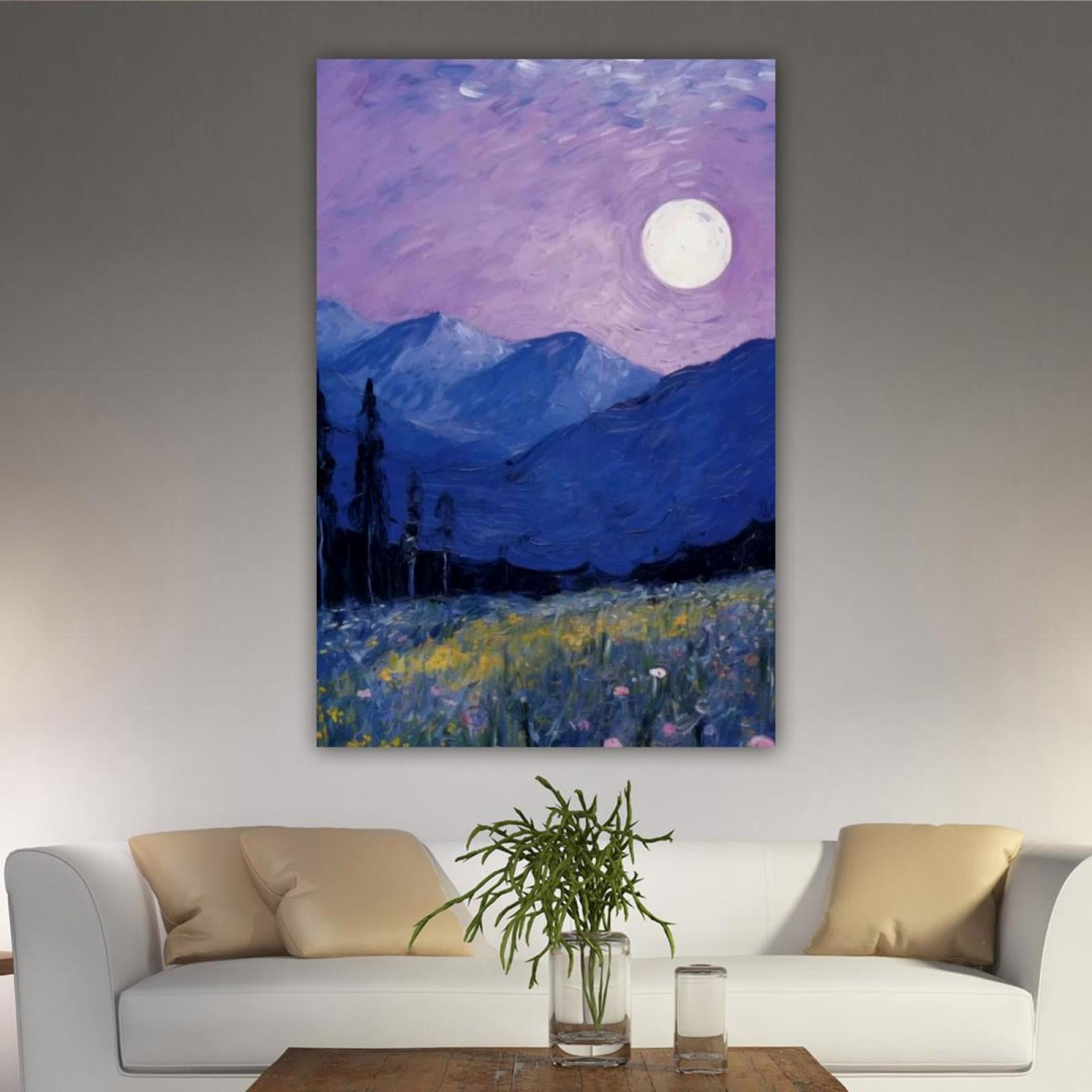 OWNSERIES Home Decor Moonlight Dream Pattern Canvas Wall Art Paintings ...