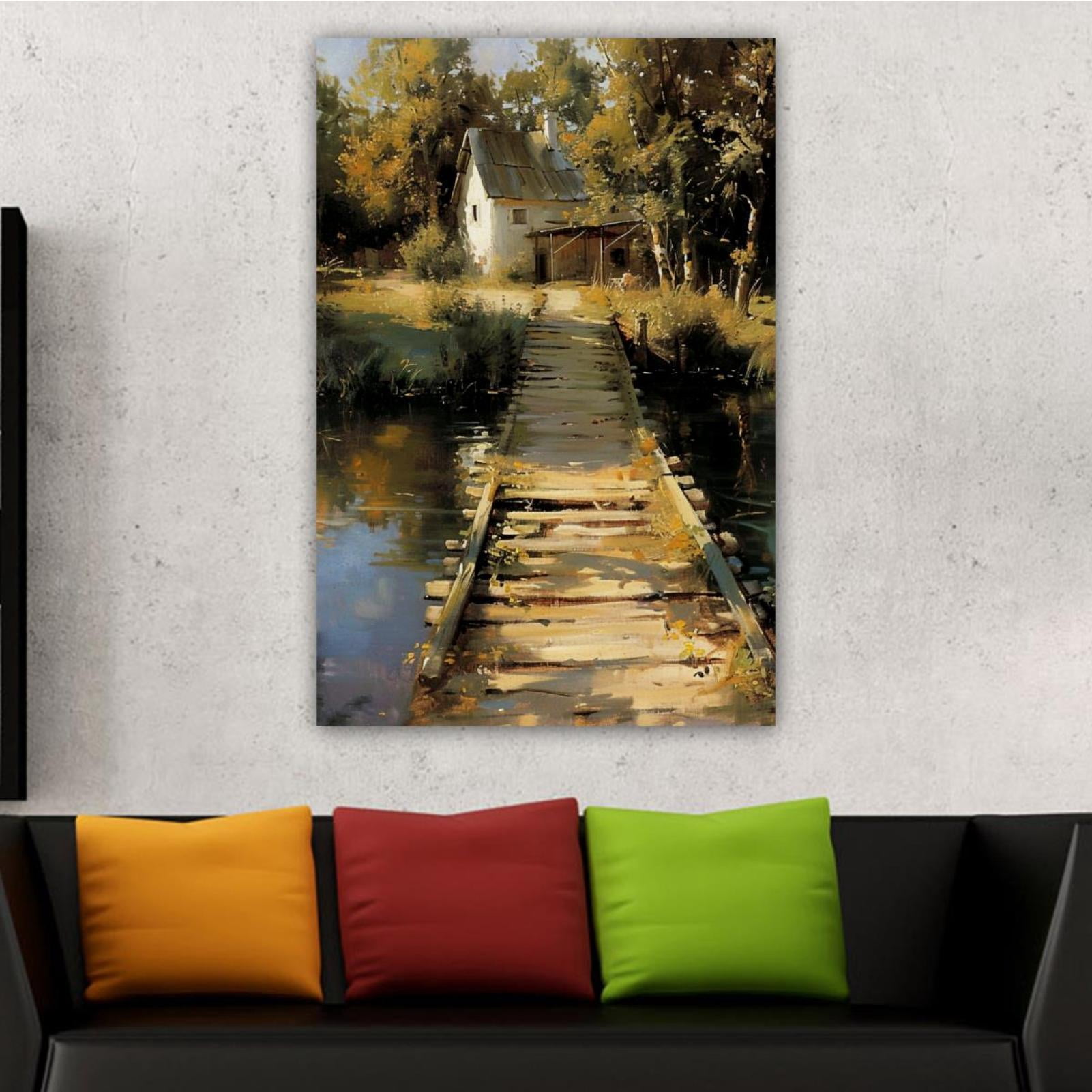 OWNSERIES Home Decor Mountain Countryside Pattern Canvas Wall Art ...