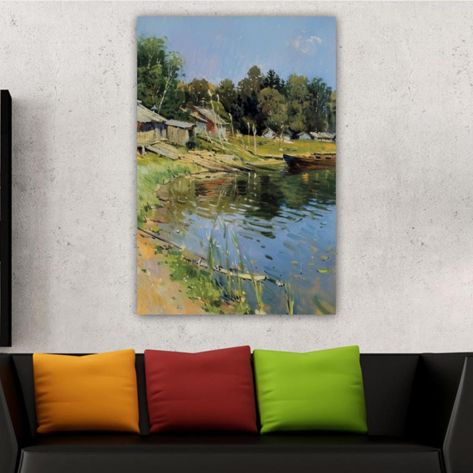 OWNSERIES Home Decor Mountain Countryside Pattern Canvas Wall Art ...