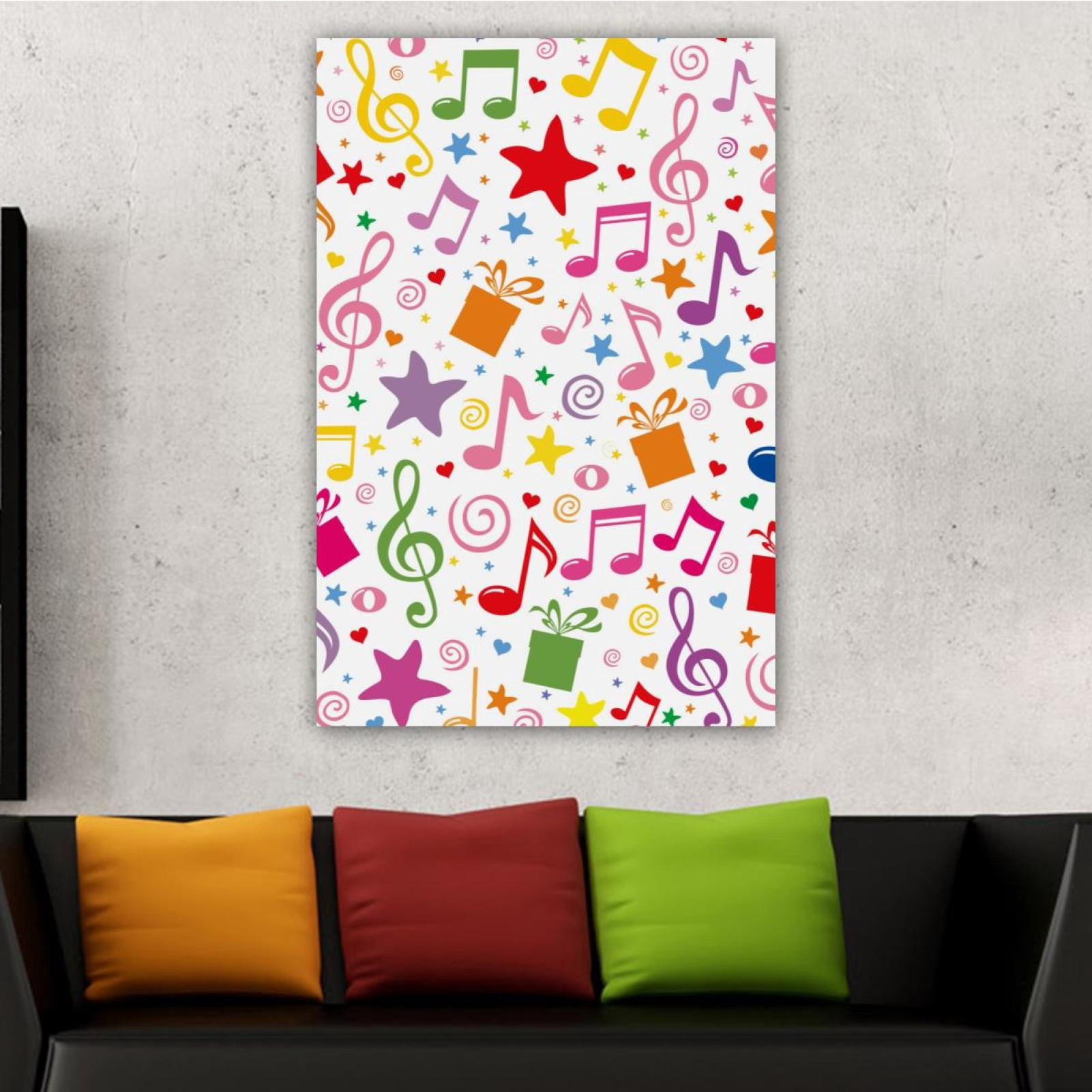 OWNSERIES Home Decor Music Note Pattern Colorful Pattern Canvas Wall ...