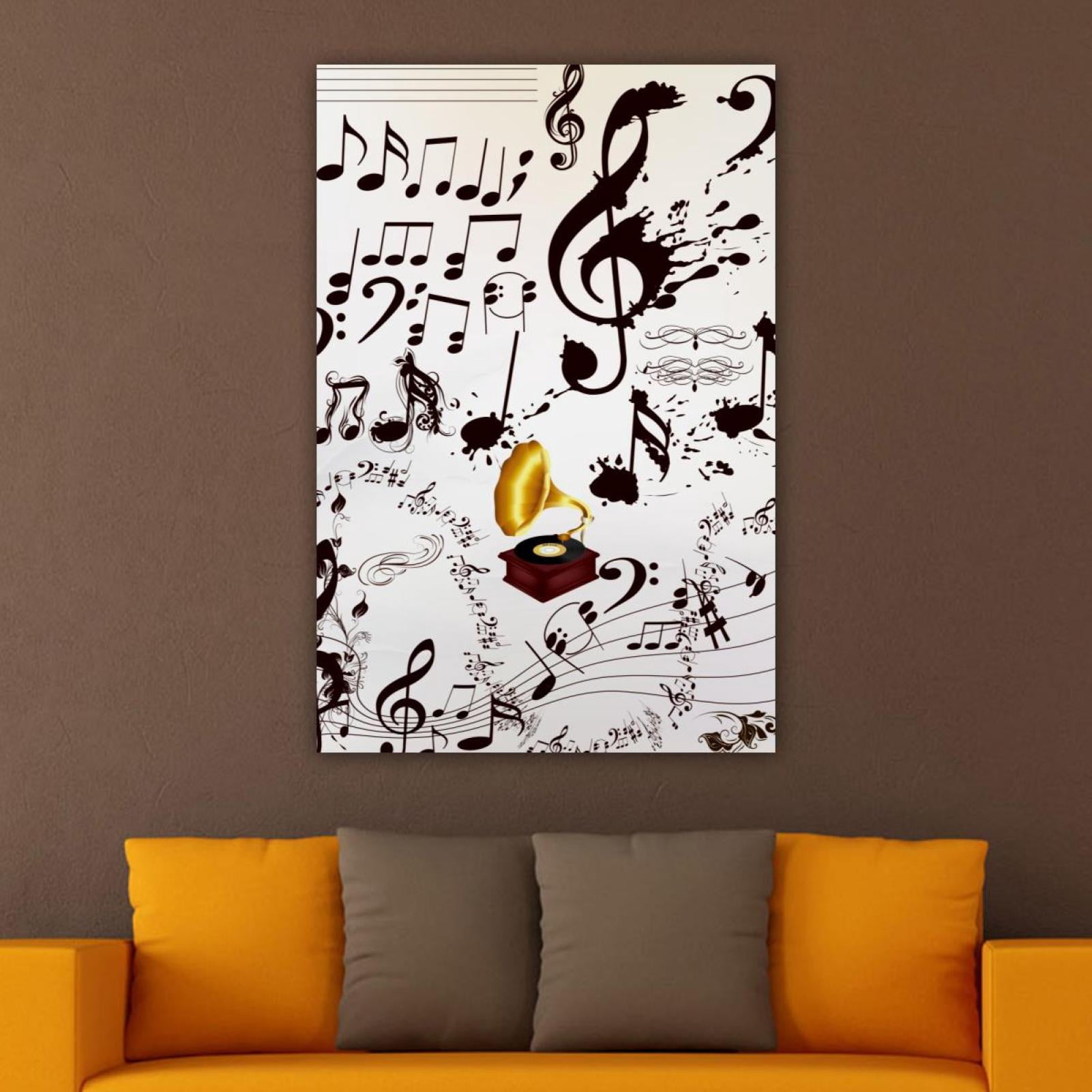 OWNSERIES Home Decor Music Notes Pattern Canvas Wall Art Paintings for ...