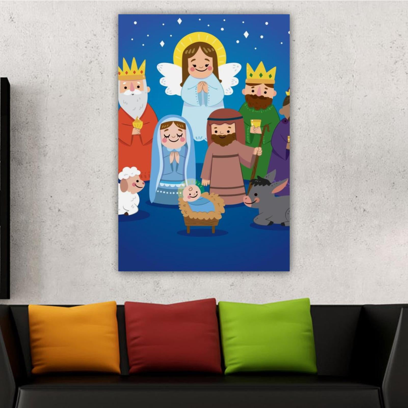 OWNSERIES Home Decor Nativity Blue Pattern Canvas Wall Art Paintings ...