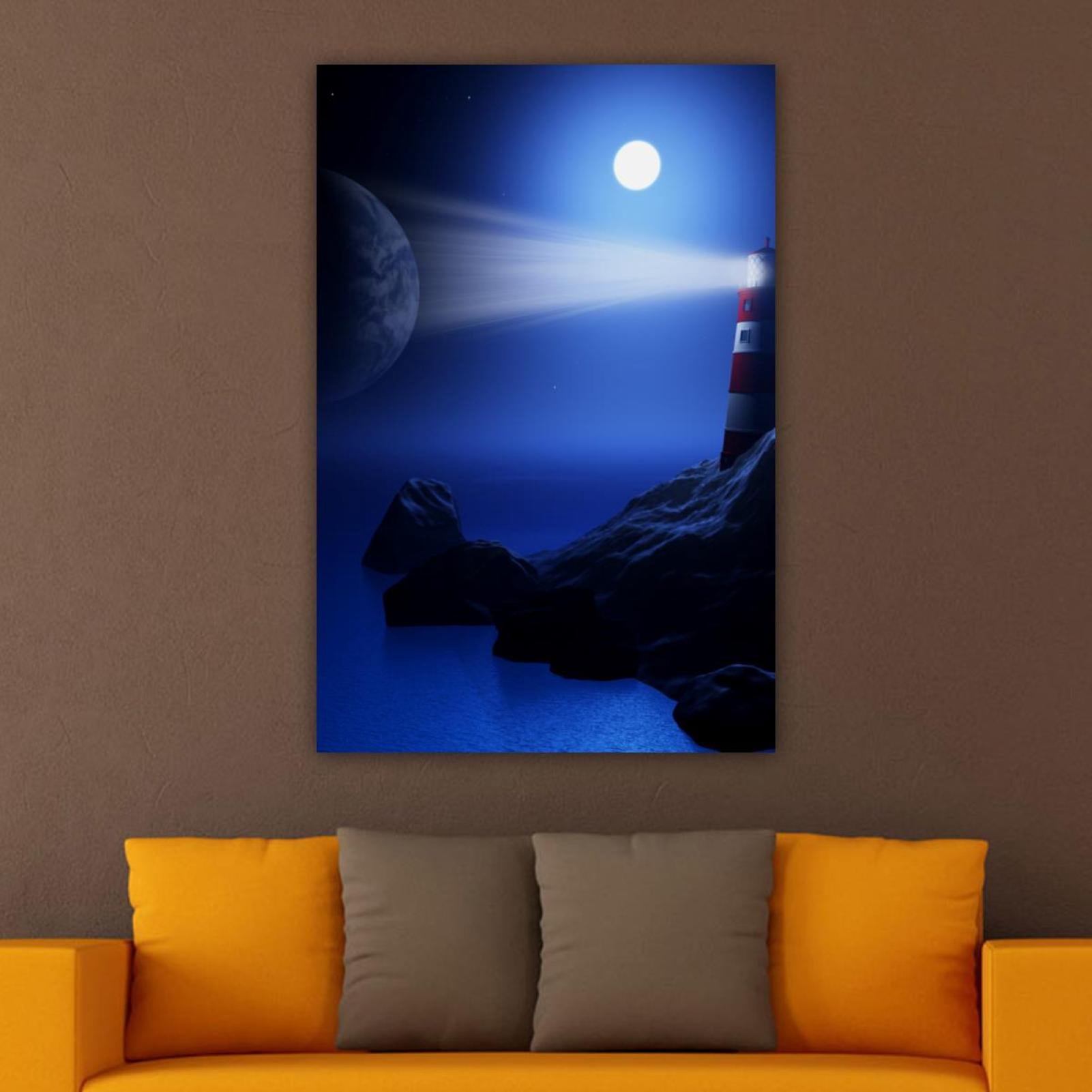 OWNSERIES Home Decor Nautical Lighthouse Cove Pattern Canvas Wall Art ...