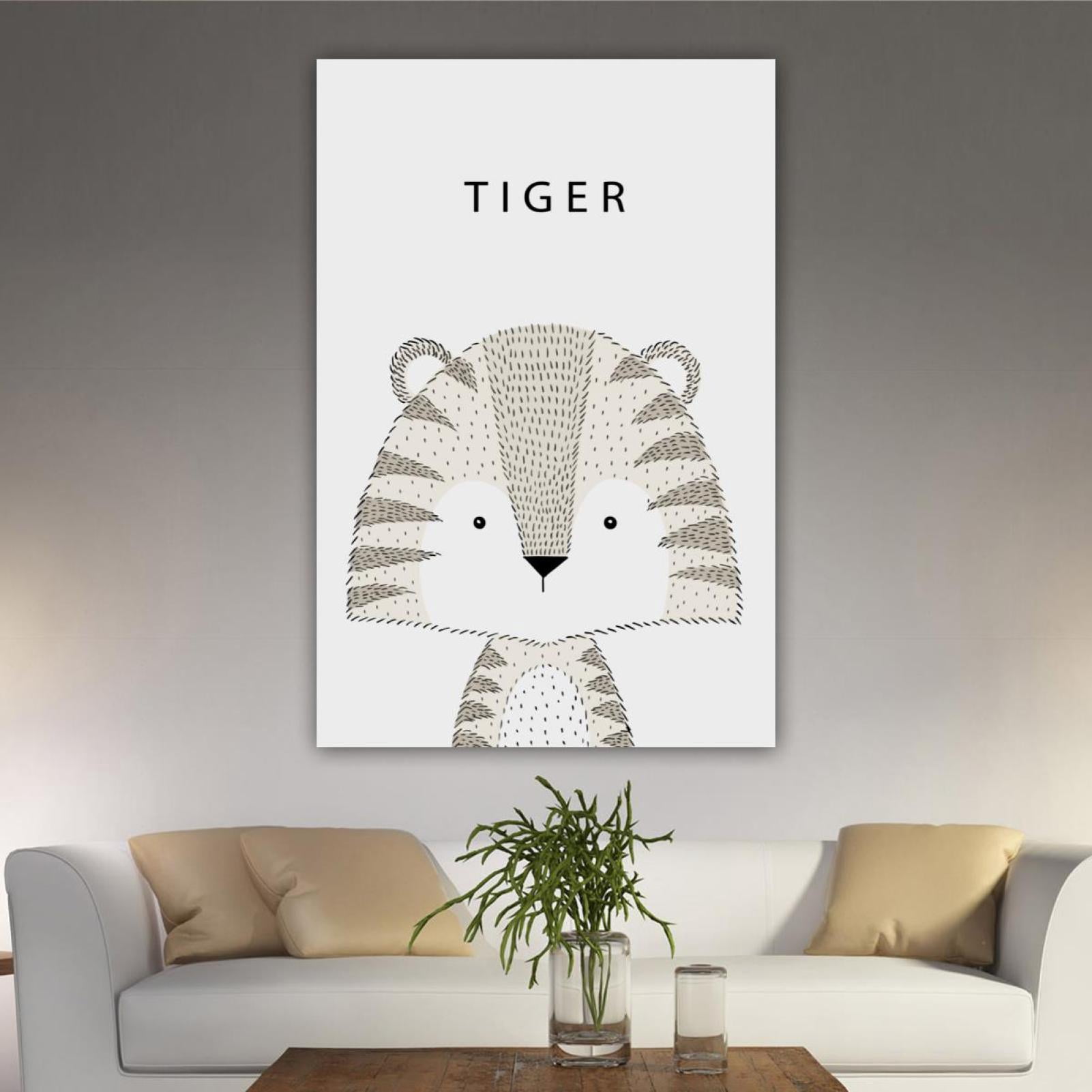 OWNSERIES Home Decor Nice Hand Drawn Tiger-01 Pattern Canvas Wall Art ...