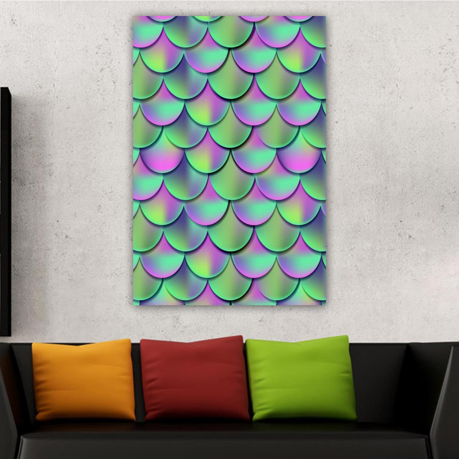 OWNSERIES Home Decor Ocean Mermaid Scale Green Pattern Canvas Wall Art ...