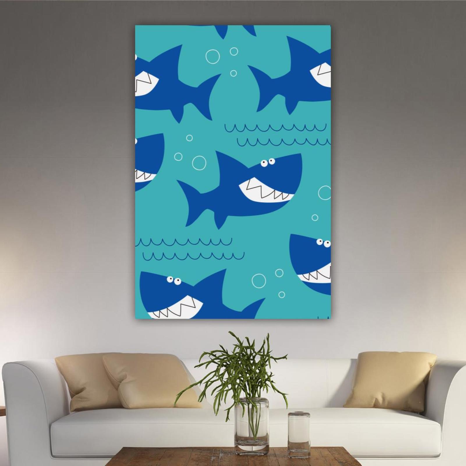 OWNSERIES Home Decor Ocean Sea Shark Patern Pattern Canvas Wall Art ...