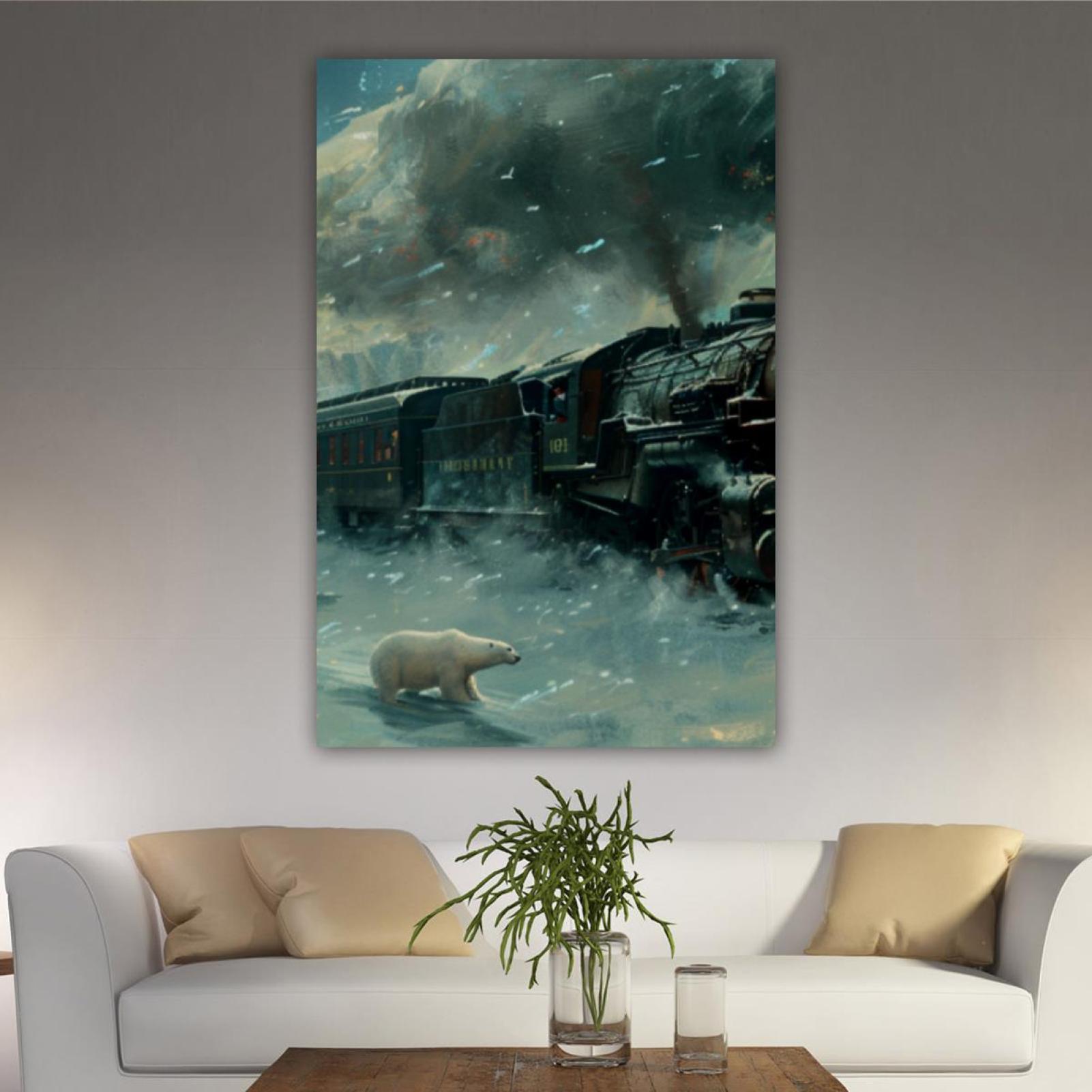 OWNSERIES Home Decor Old Train Pattern Canvas Wall Art Paintings for ...
