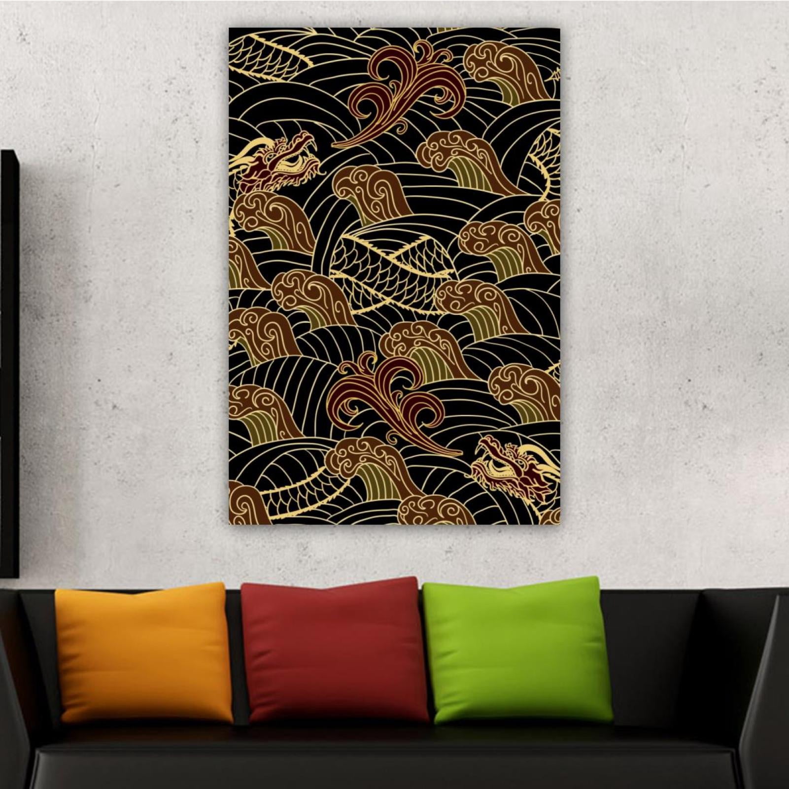 OWNSERIES Home Decor Oriental Traditional Dragon Pattern Pattern Canvas ...