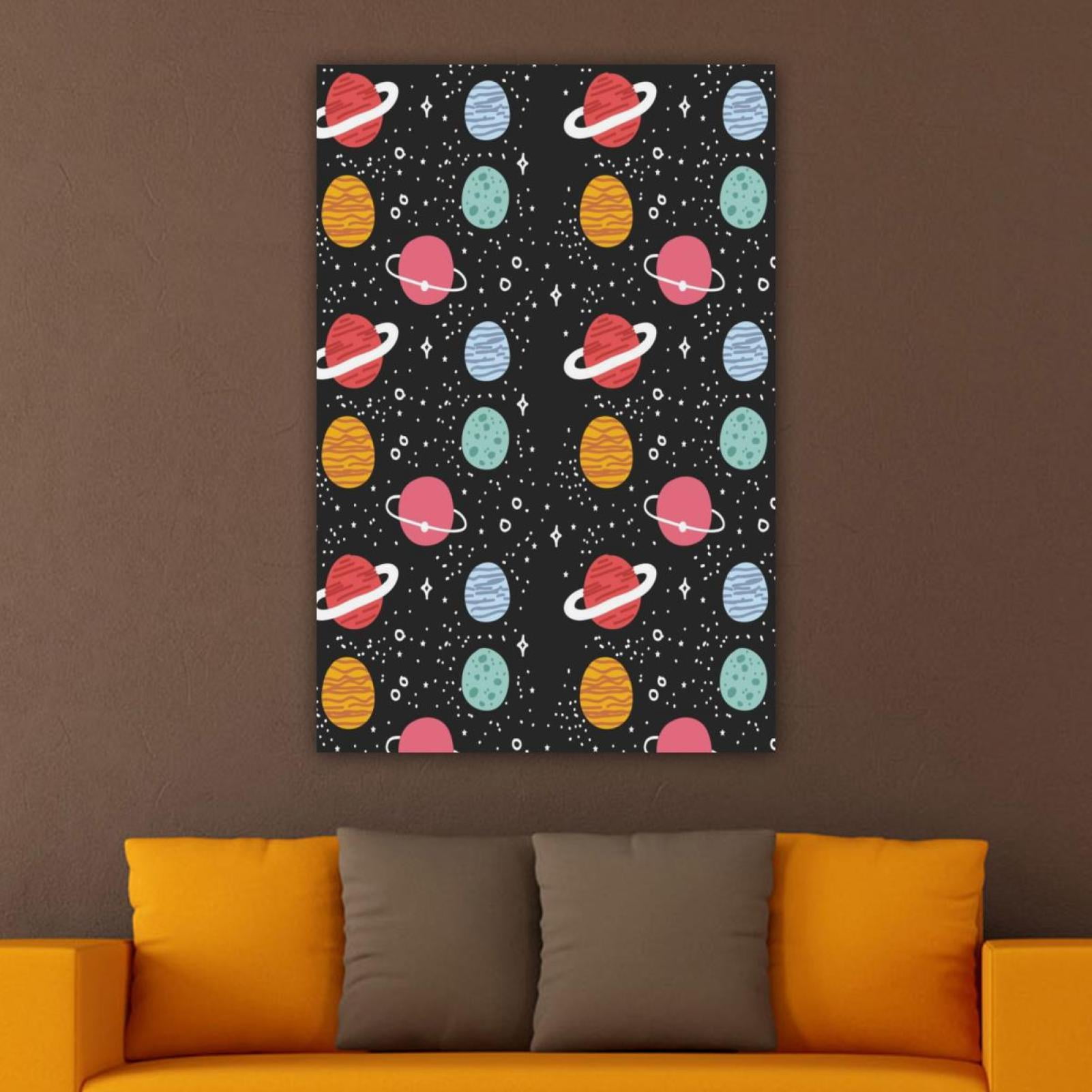 OWNSERIES Home Decor Outer Space Colorful Planet Pattern Canvas Wall ...