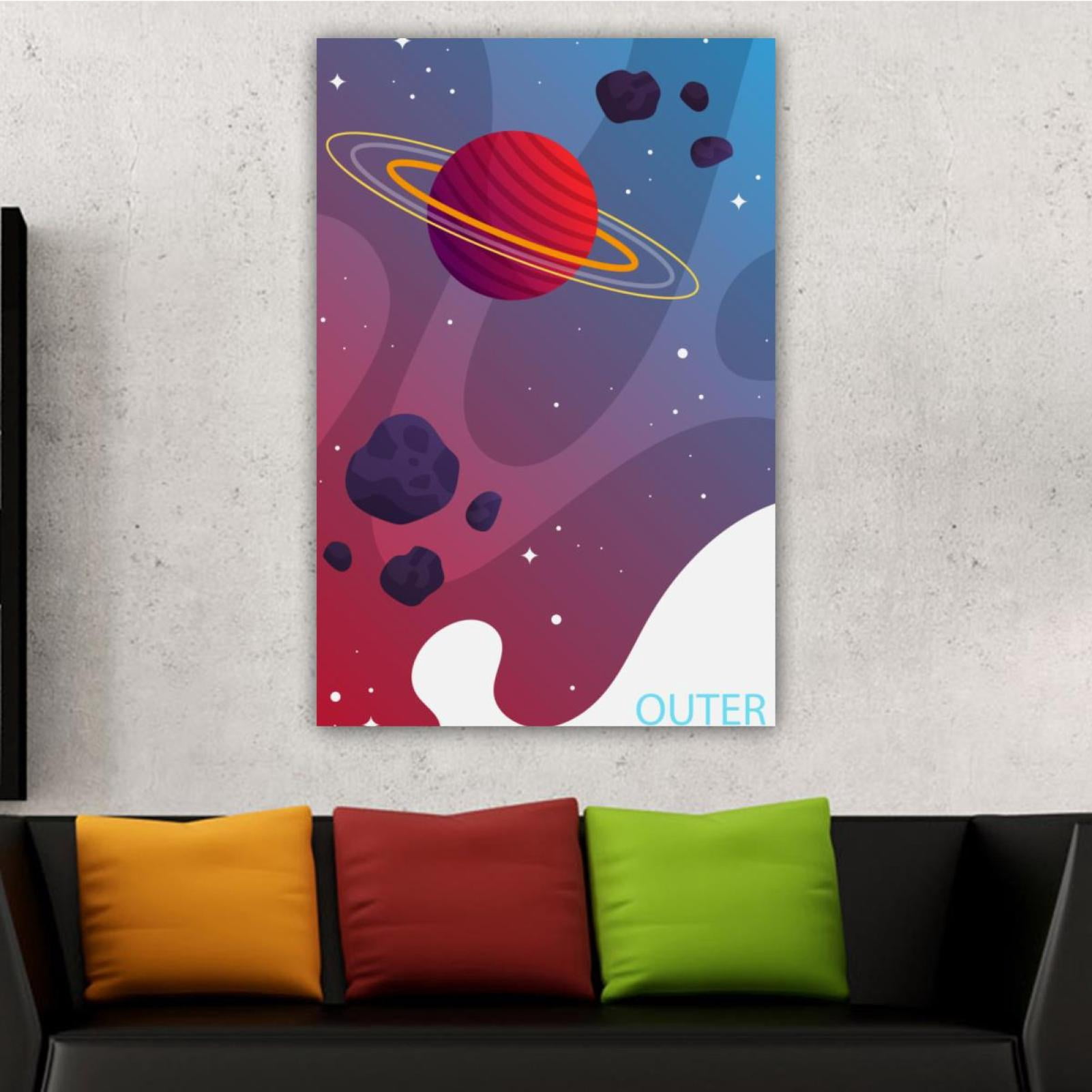 OWNSERIES Home Decor Outer Space Planet Pattern Canvas Wall Art ...