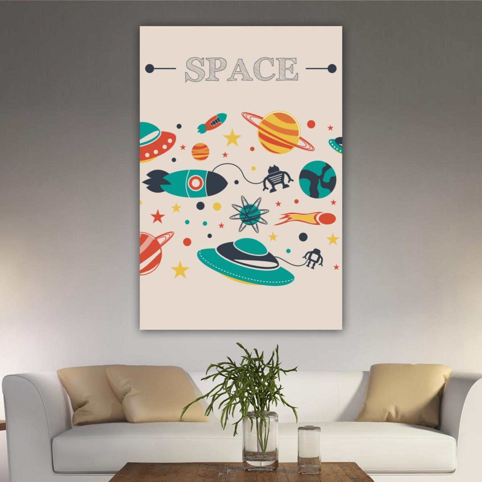 OWNSERIES Home Decor Outer Space Rocket Planets Robet Pattern Canvas ...