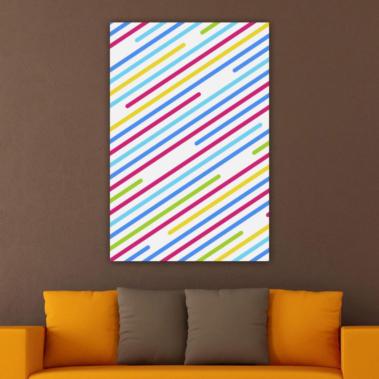 OWNSERIES Home Decor Parallel Colorful Lines Pattern Canvas Wall Art ...