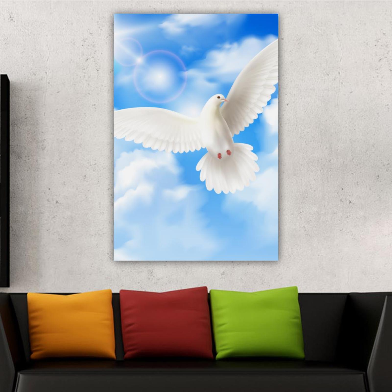 OWNSERIES Home Decor Pentcost White Pigeon Dove Blue Sky Clouds Pattern ...