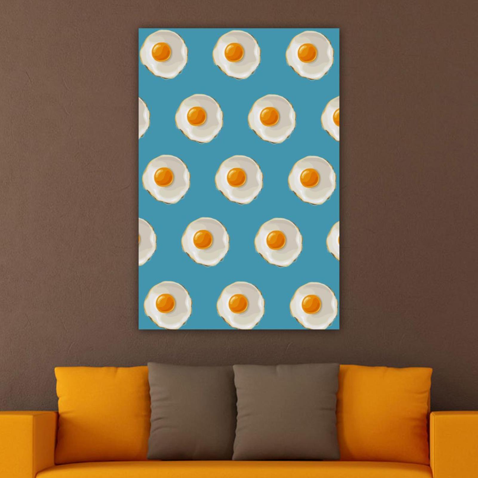 OWNSERIES Home Decor Poached Egg Pattern Blue Background Pattern Canvas ...