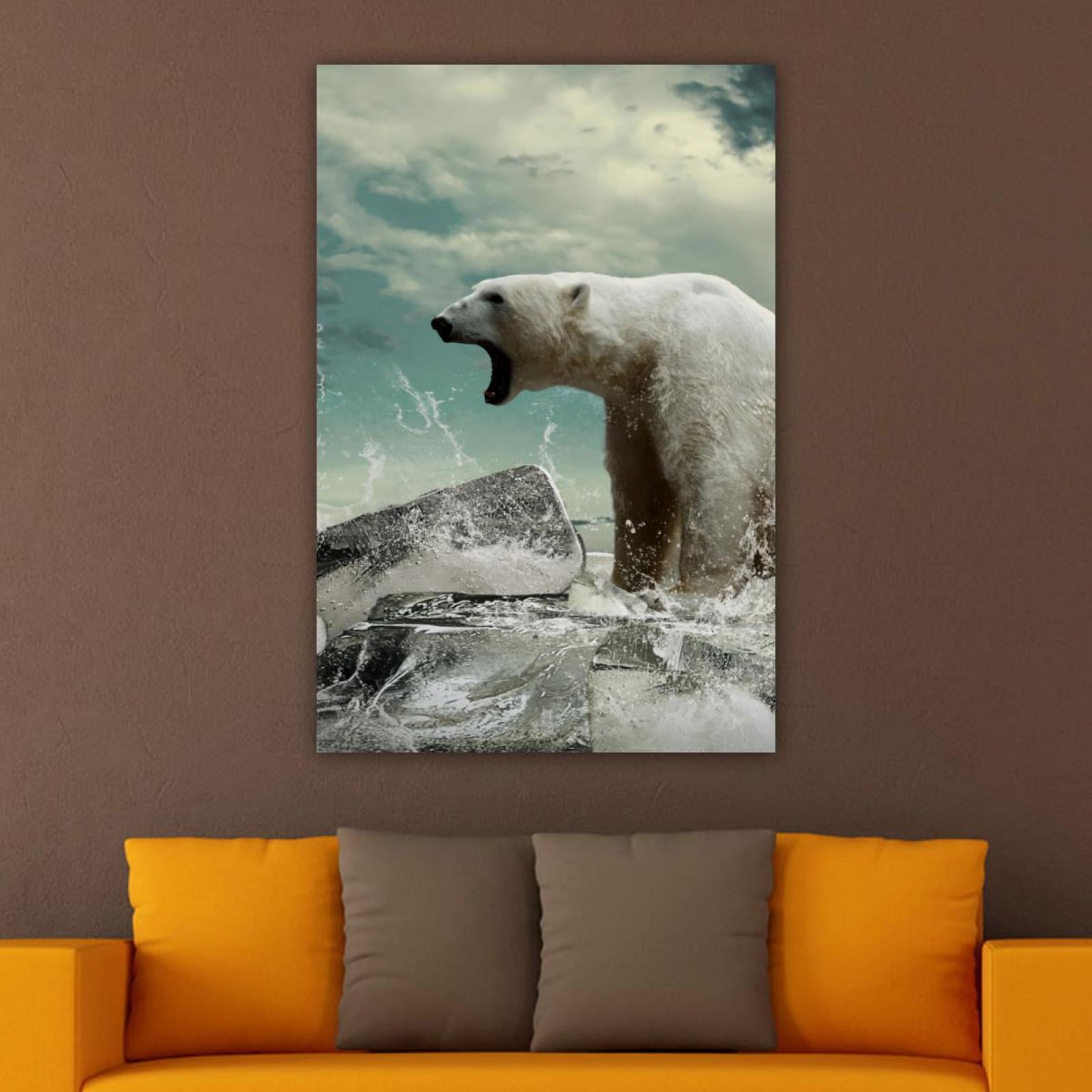 OWNSERIES Home Decor Polar Bear Background Pattern Canvas Wall Art ...