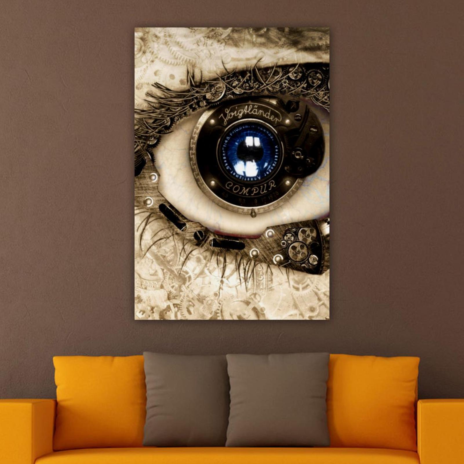 OWNSERIES Home Decor Punk Eye with a Clock Mechanism Pattern Canvas ...
