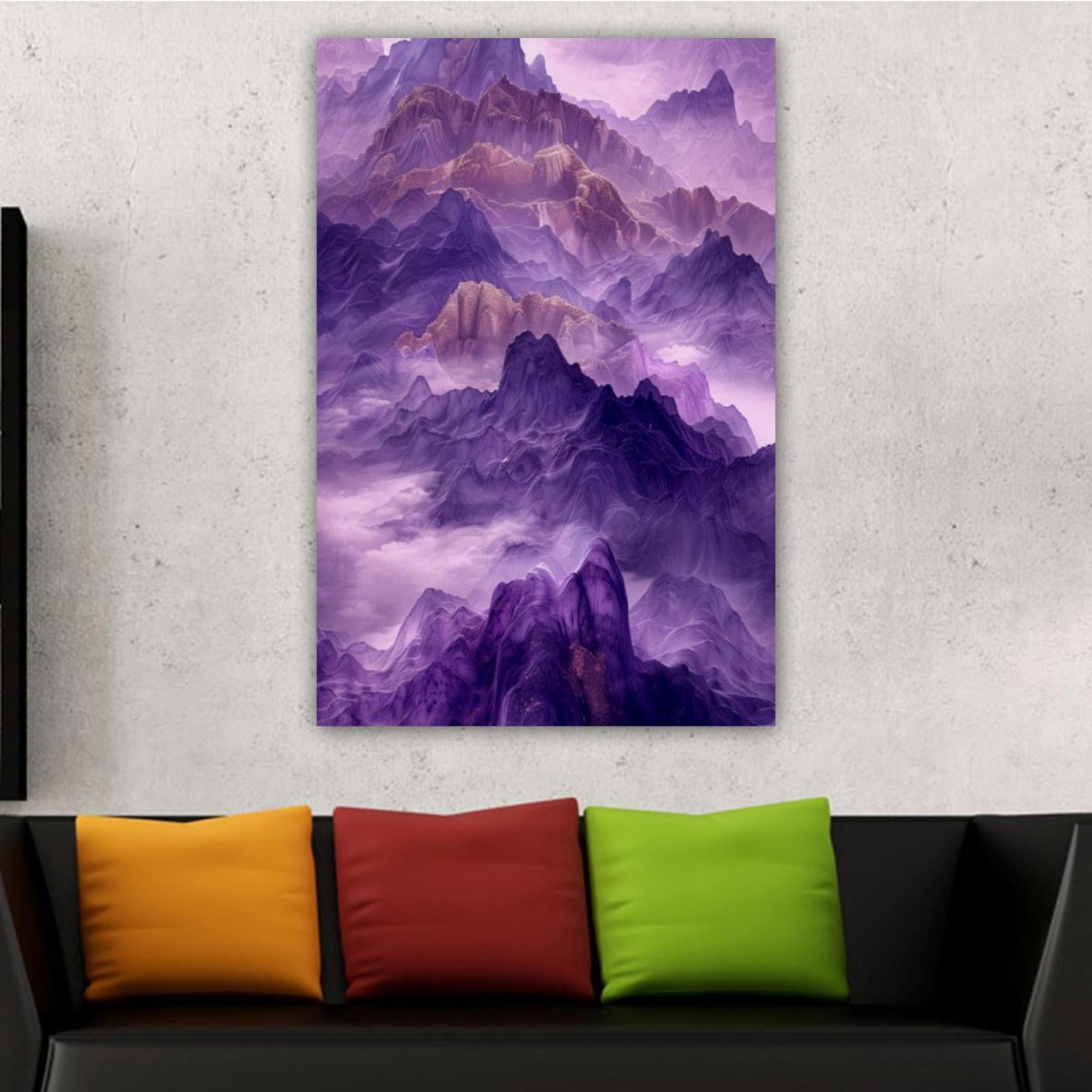 OWNSERIES Home Decor the Purple Mist Pattern Canvas Wall Art Paintings for Living Room - Canvas ...