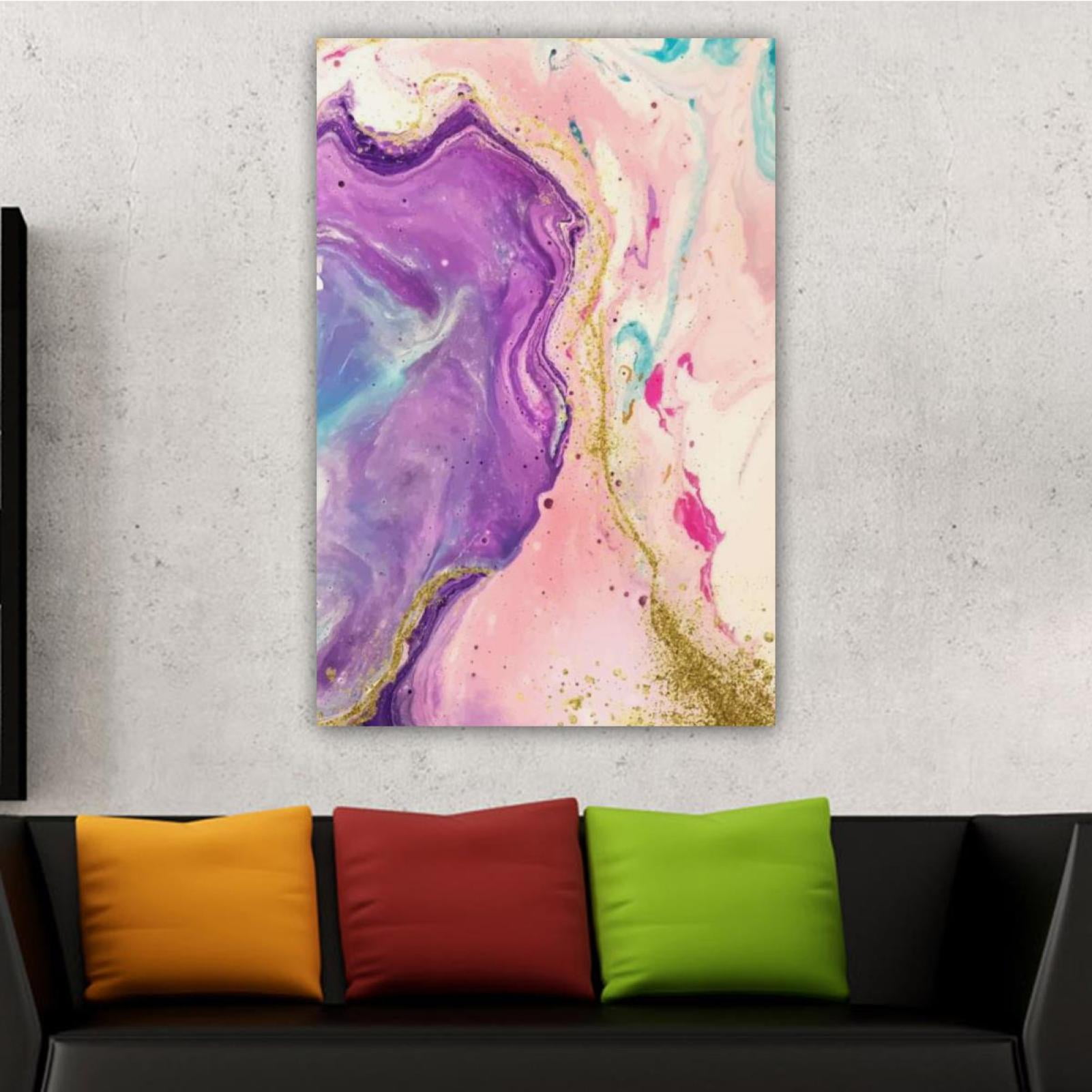 OWNSERIES Home Decor Purple Watercolor Background Pattern Canvas Wall ...