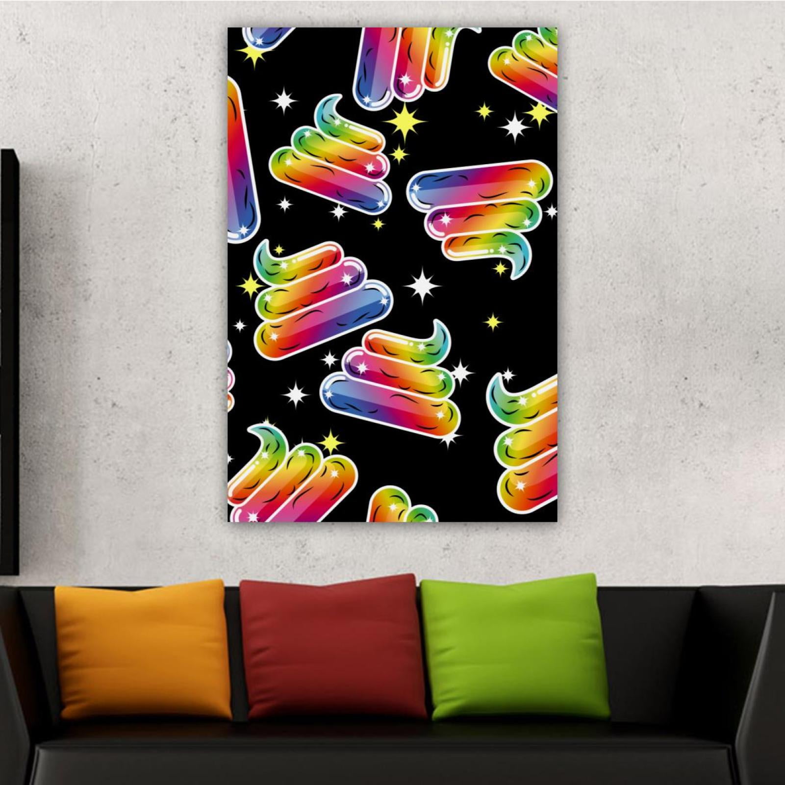OWNSERIES Home Decor Rainbow Poop Funny Pattern Canvas Wall Art ...