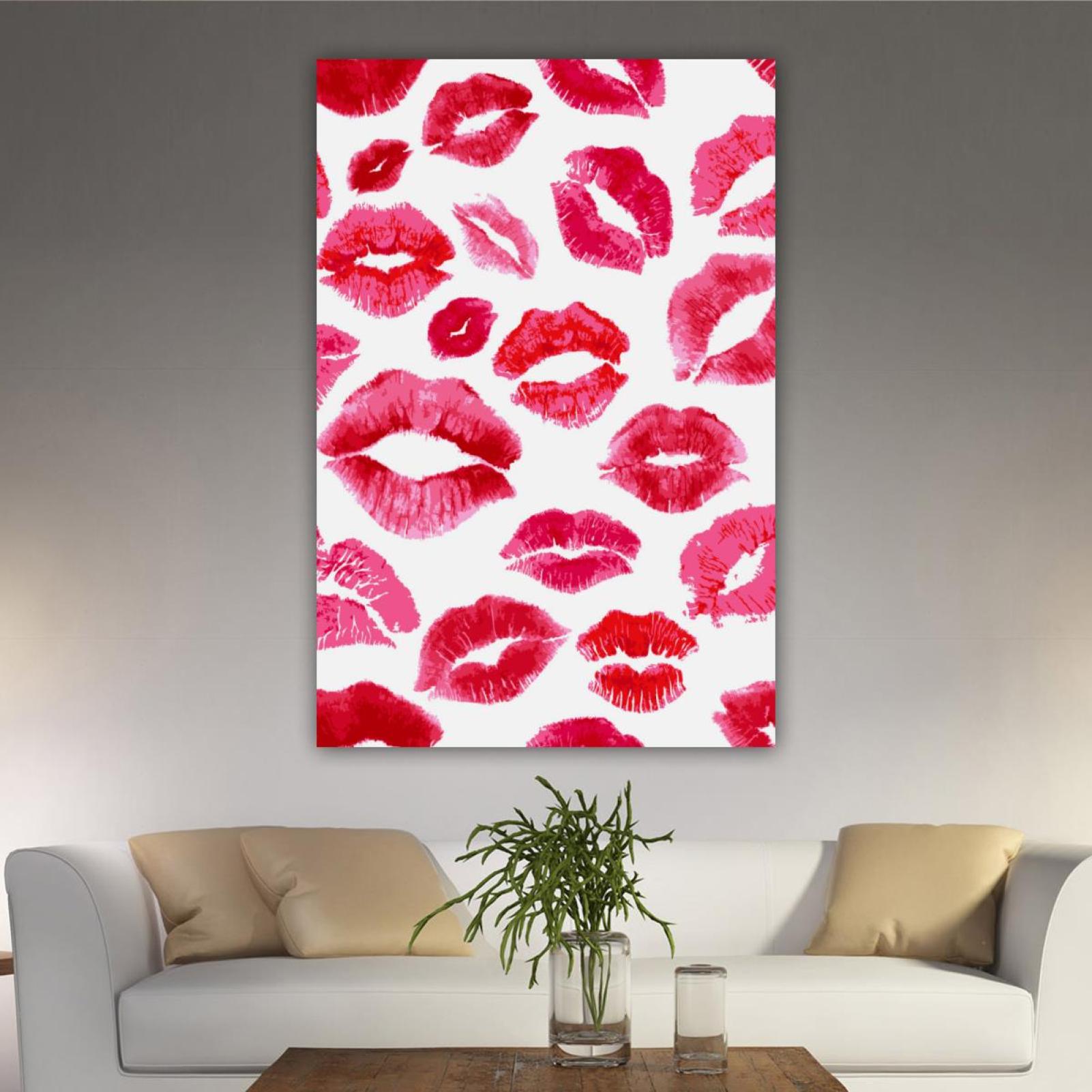 OWNSERIES Home Decor Red Pink Women Lips Print Pattern Pattern Canvas ...