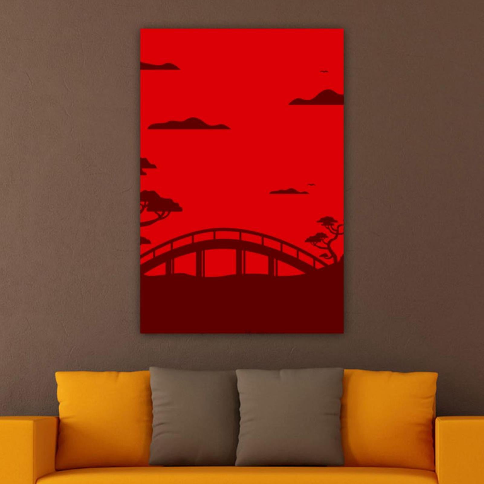OWNSERIES Home Decor Red Vintage Chinese Temple Landscape Pattern ...