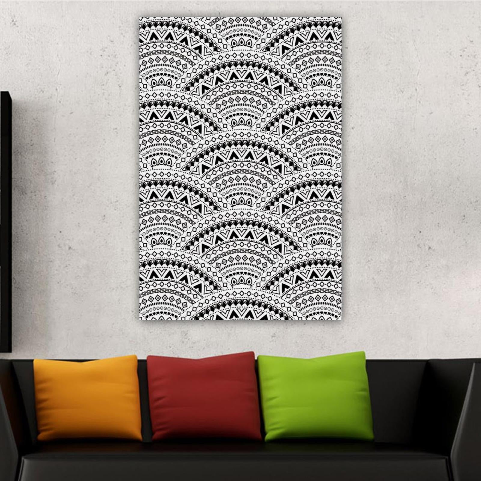 OWNSERIES Home Decor Sashiko Japanese Mandala Scales Pattern Canvas ...