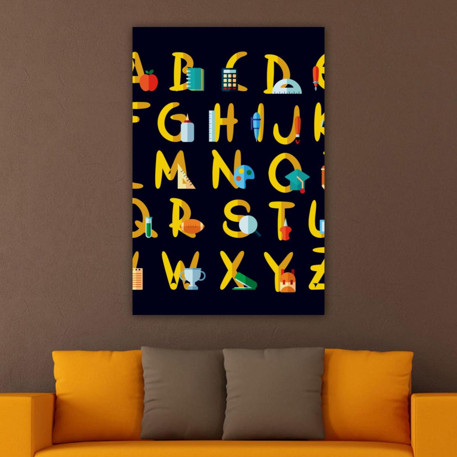 OWNSERIES Home Decor School Themed Alphabet Pattern Canvas Wall Art ...
