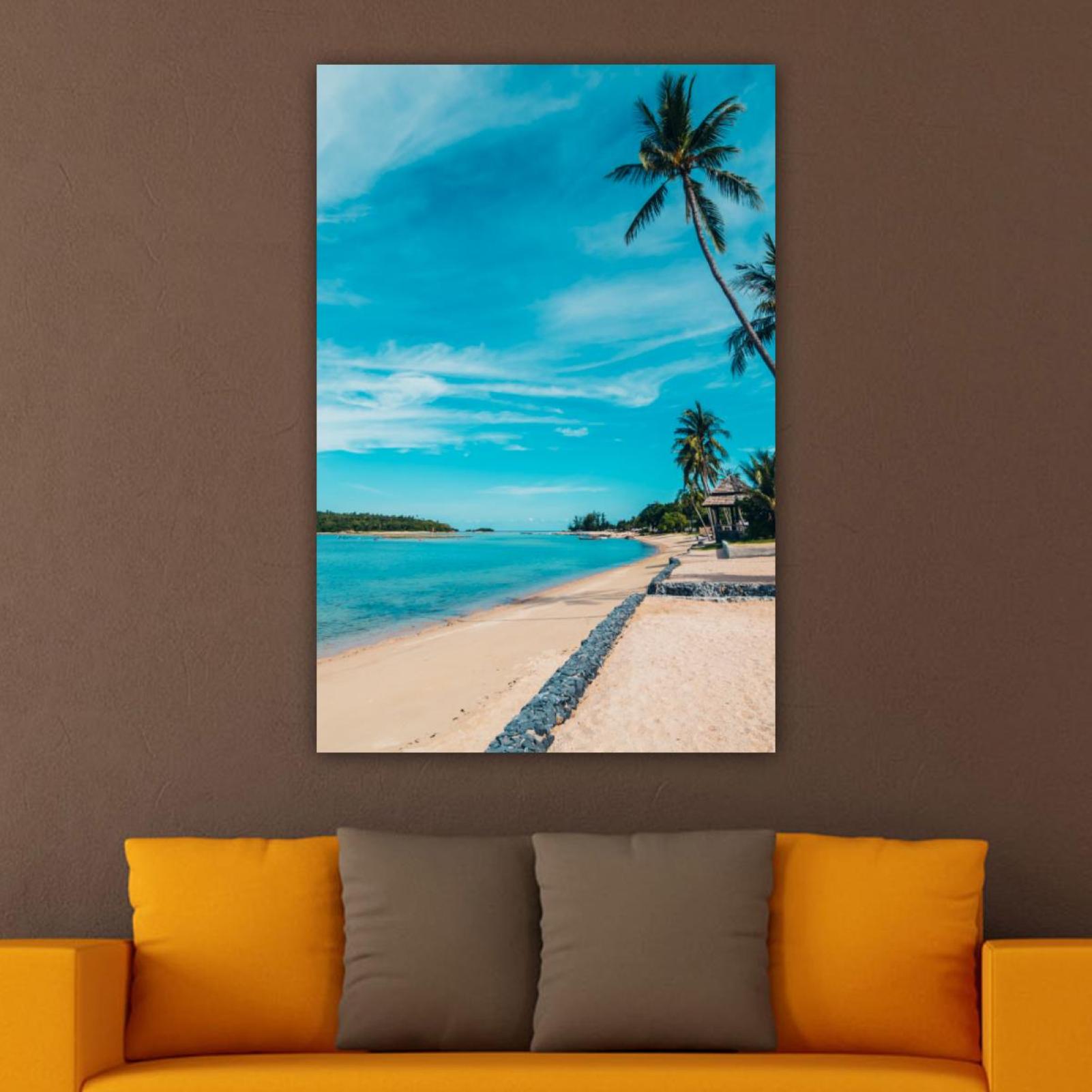 OWNSERIES Home Decor Sea Beach Blue Sky Pattern Canvas Wall Art ...